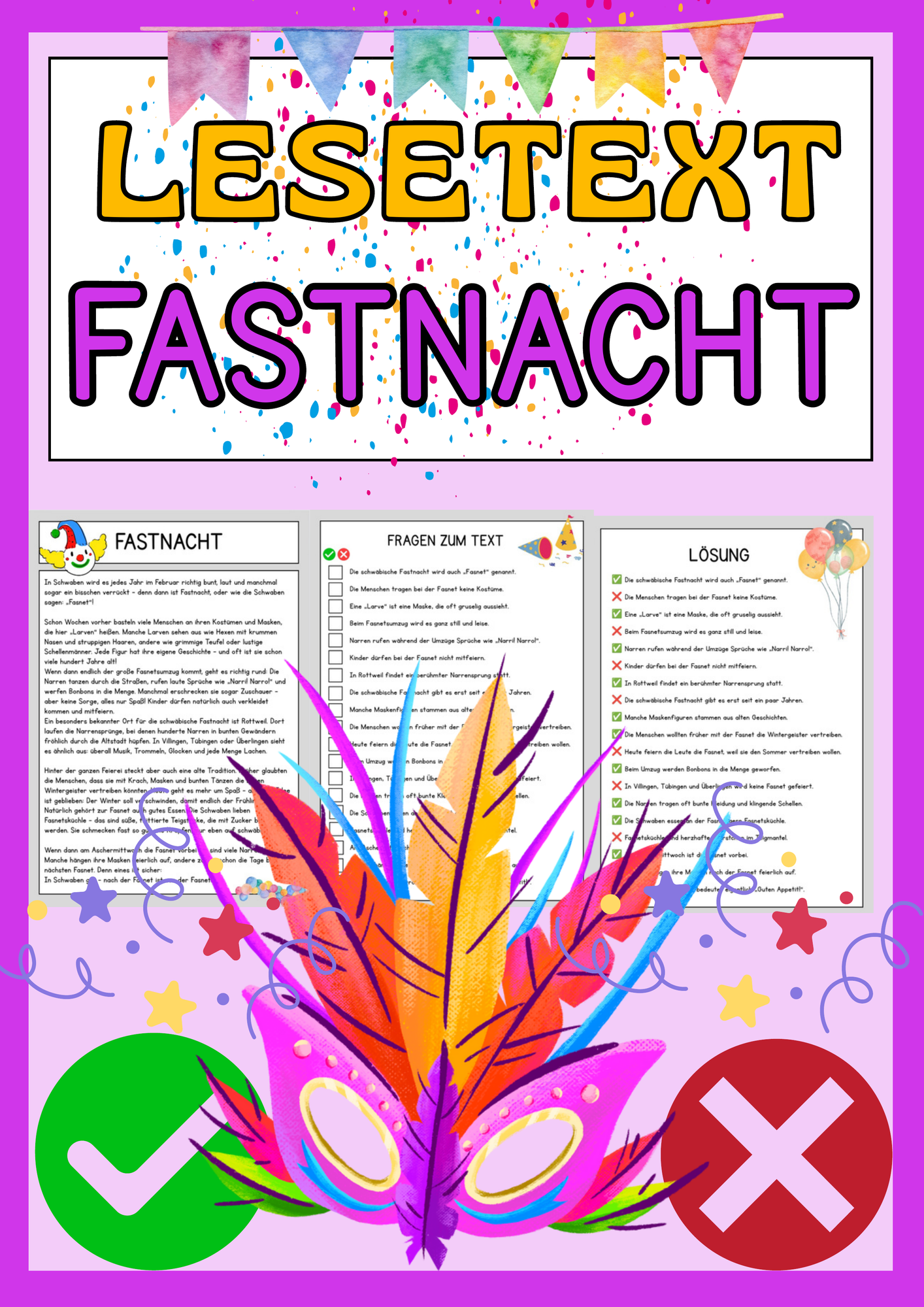 Fastnacht - Lesetext mit Fragen + Lösung – Unterrichtsmaterial im Fach ...