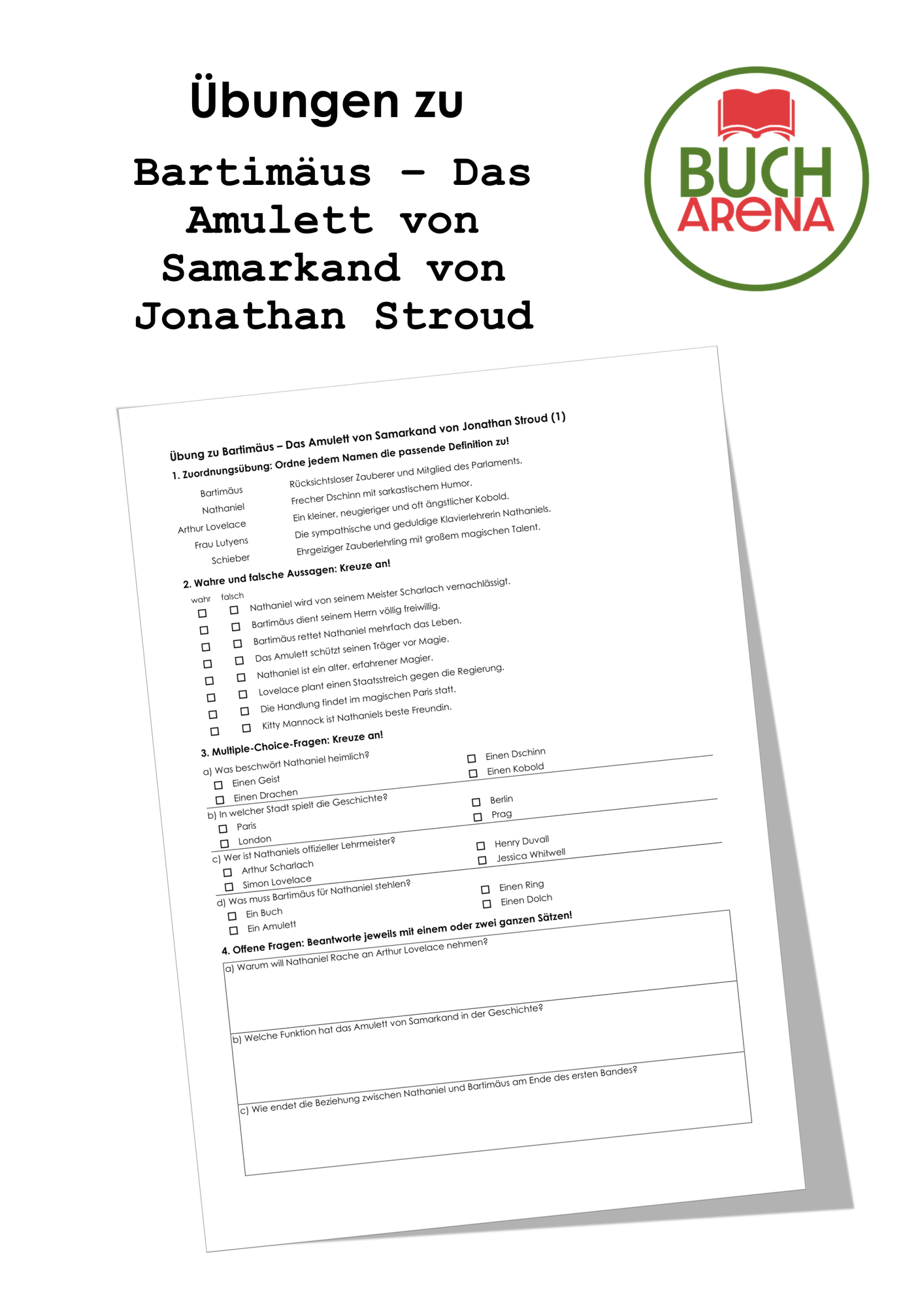Übungen zu Bartimäus – Das Amulett von Samarkand von Jonathan Stroud ...