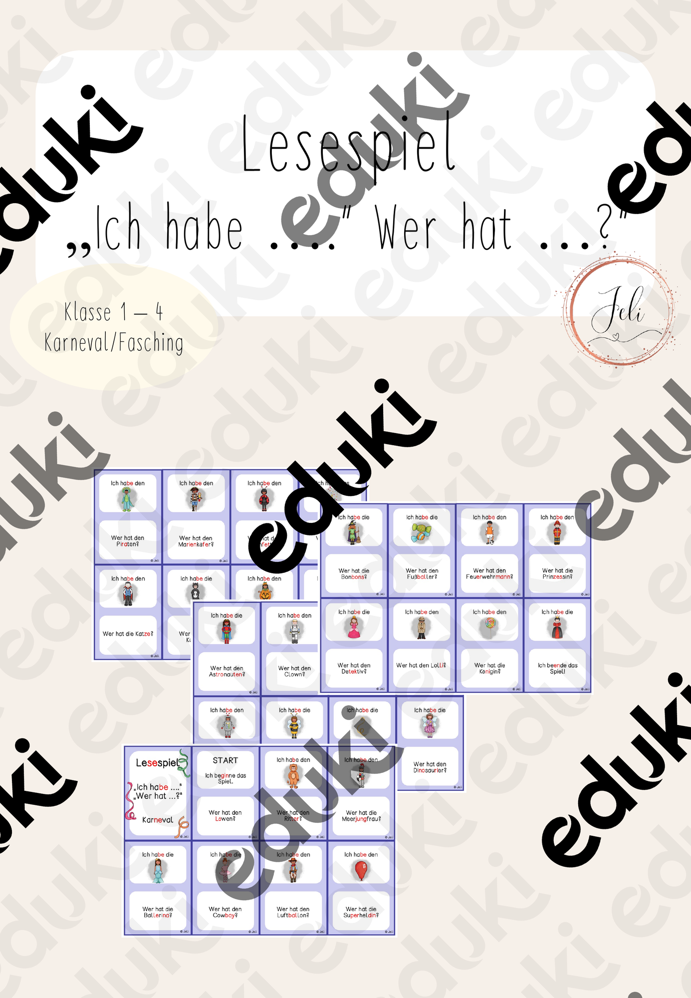 Lesespiel Karneval: Ich habe ..., wer hat ...? – Unterrichtsmaterial im ...