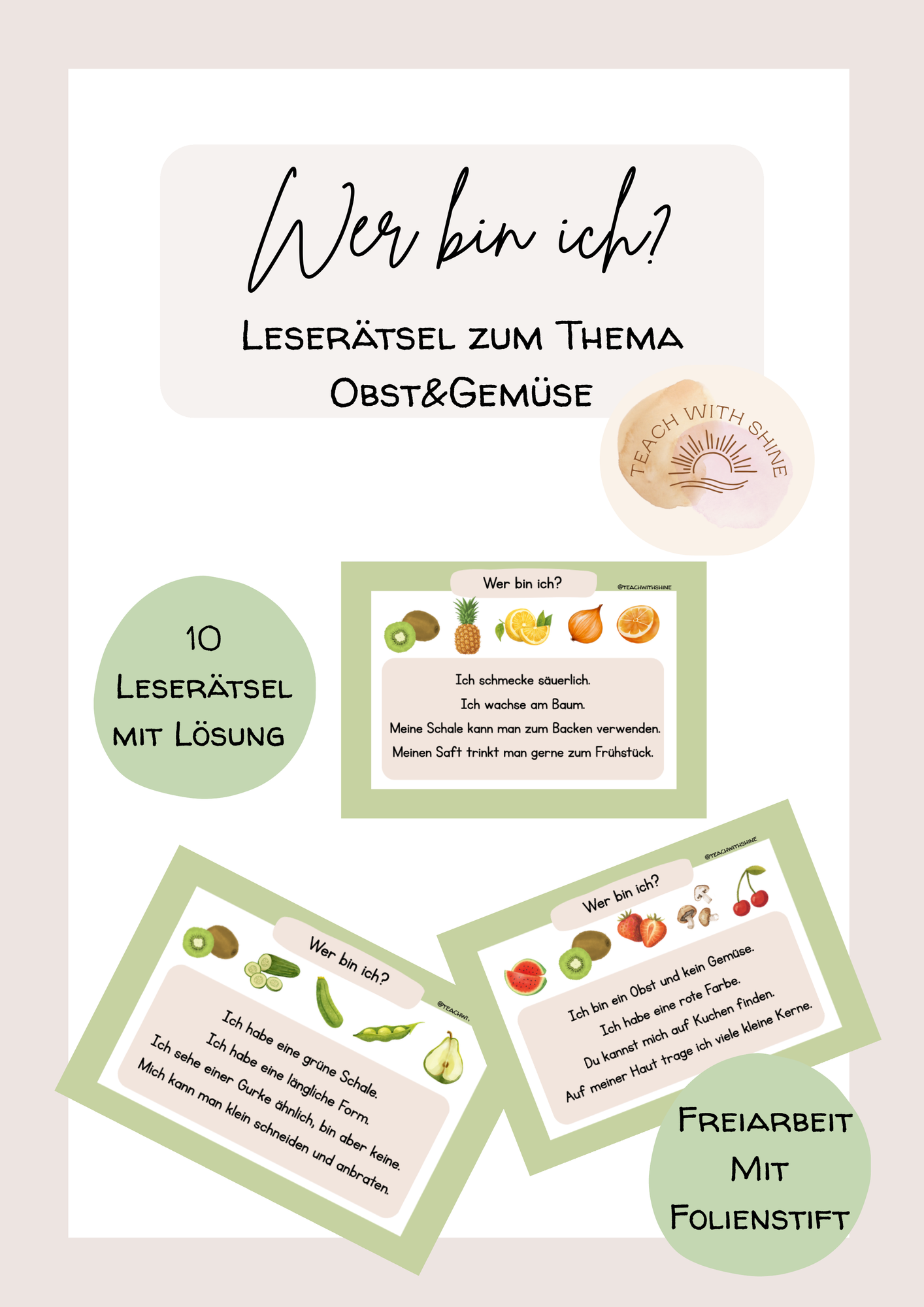 Wer bin ich? Leserätsel zum Thema Obst & Gemüse – Unterrichtsmaterial ...