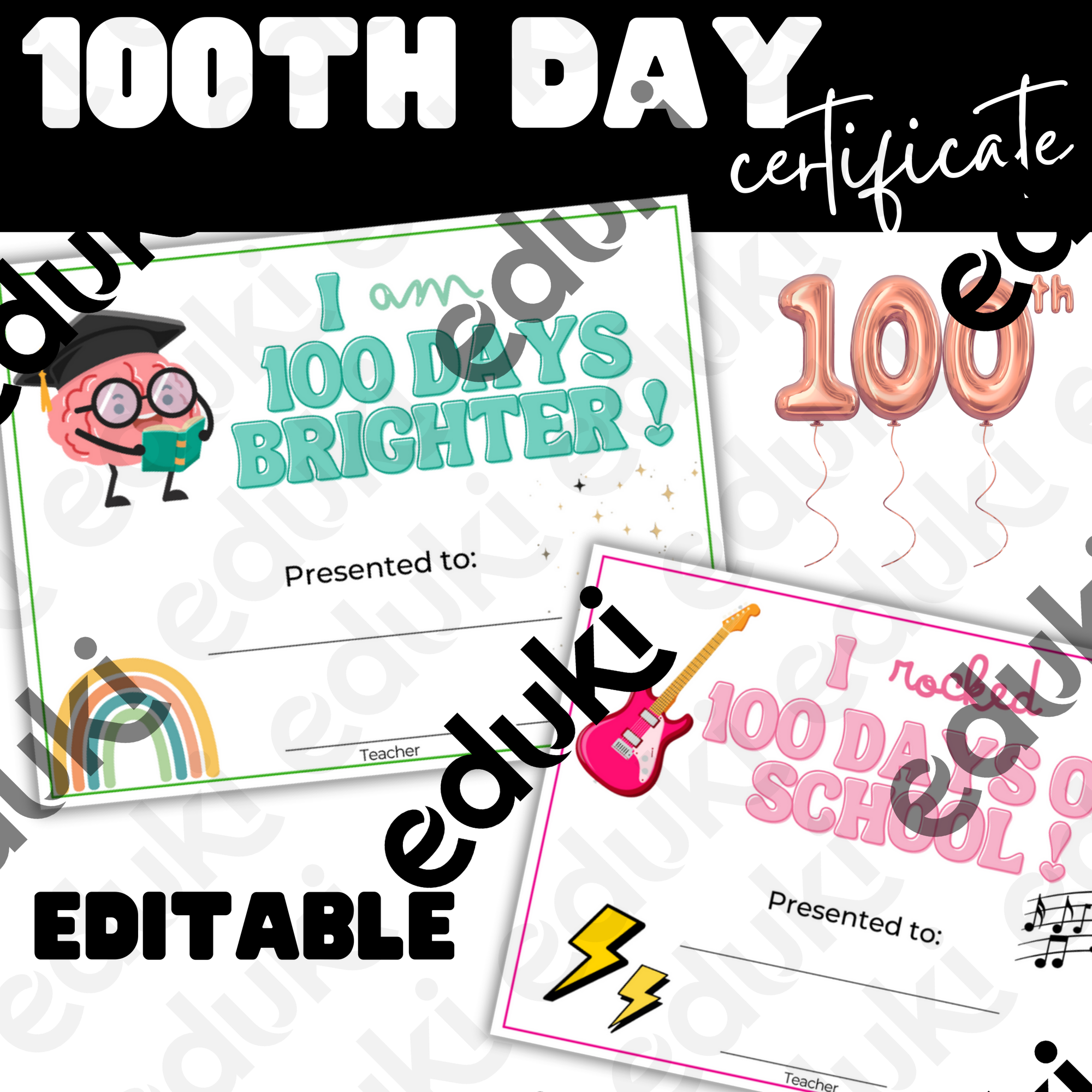 Editable 100th Day of School Certificate – Unterrichtsmaterial im Fach ...