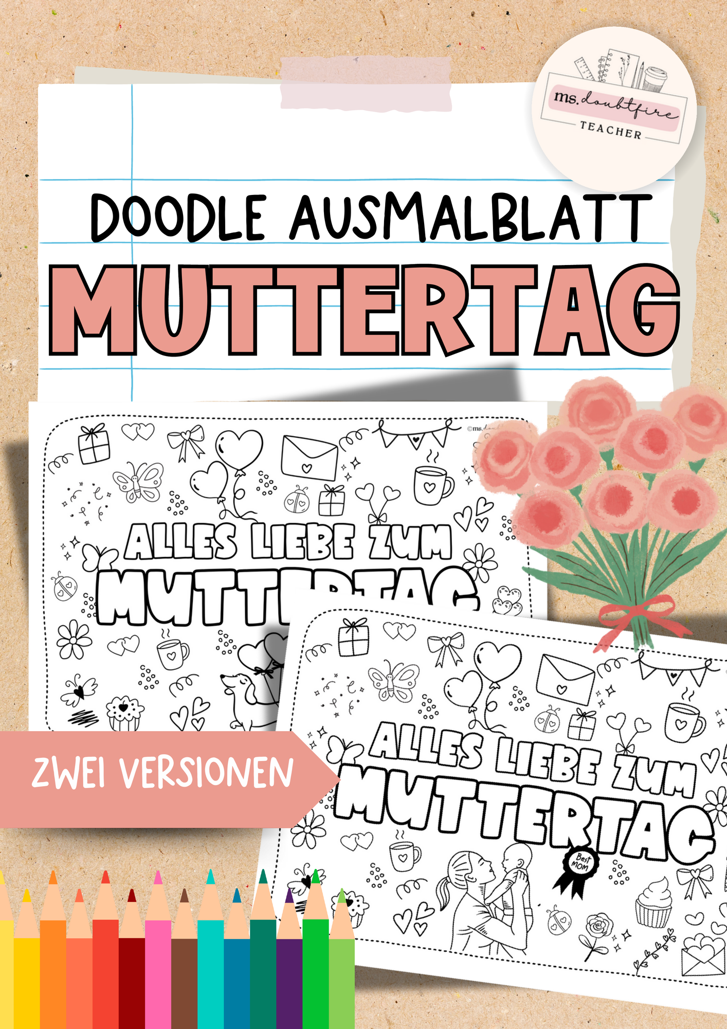 Doodle Ausmalbilder | Muttertag | Malblatt | Ausmalvorlage für ...