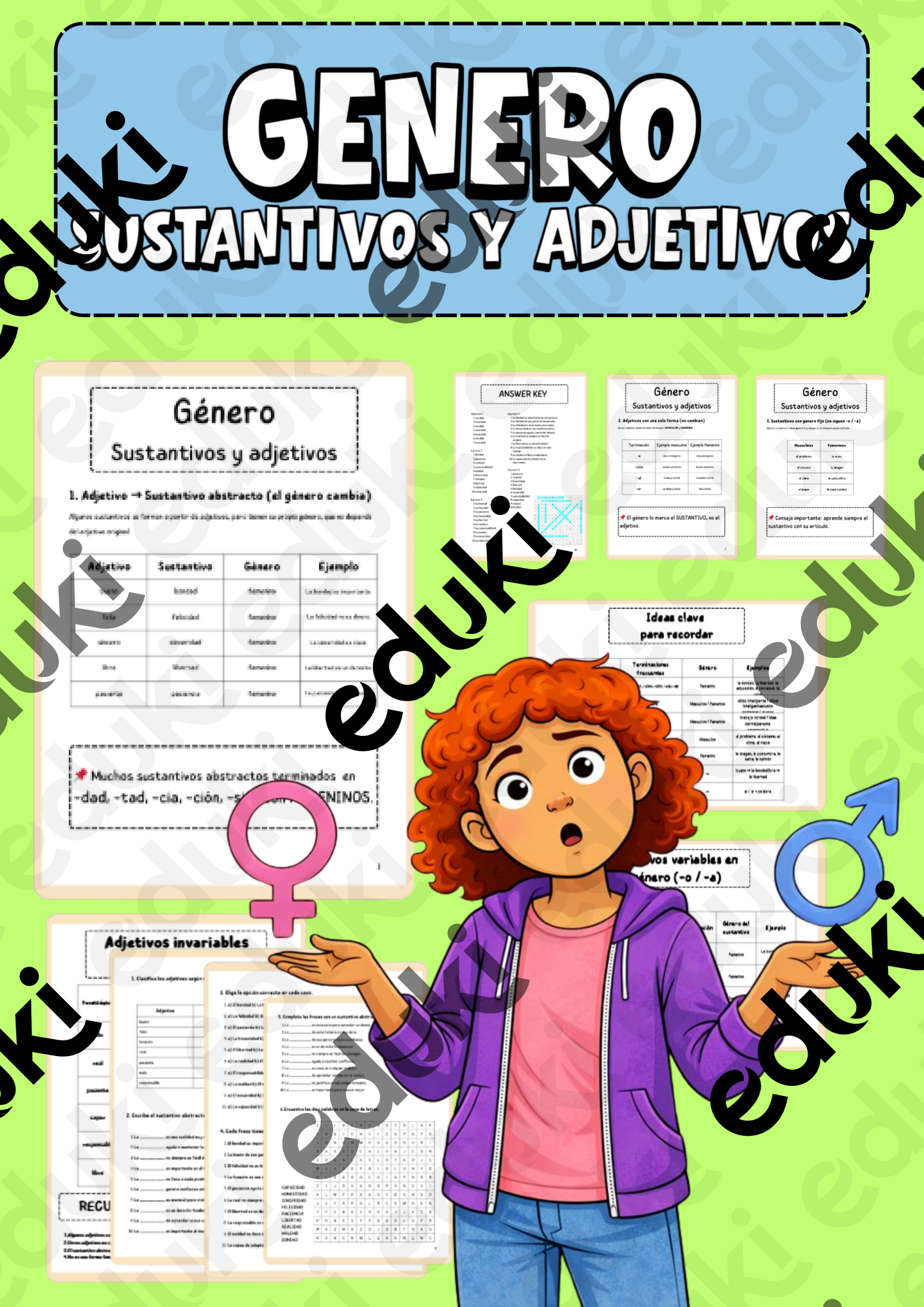Género- Sustantivos y adjetivos B1- ELE--Spanish grammar - material de ...