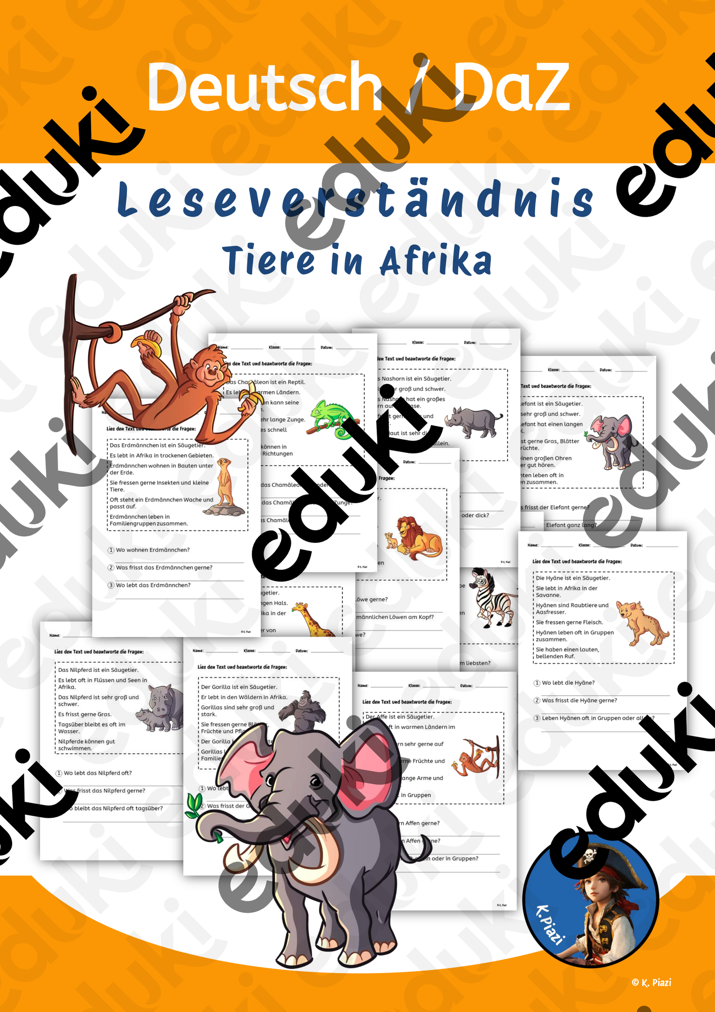 DAZ/DAF_ Leseverständnis_Tiere_Afrika – Unterrichtsmaterial im Fach DaZ/DaF