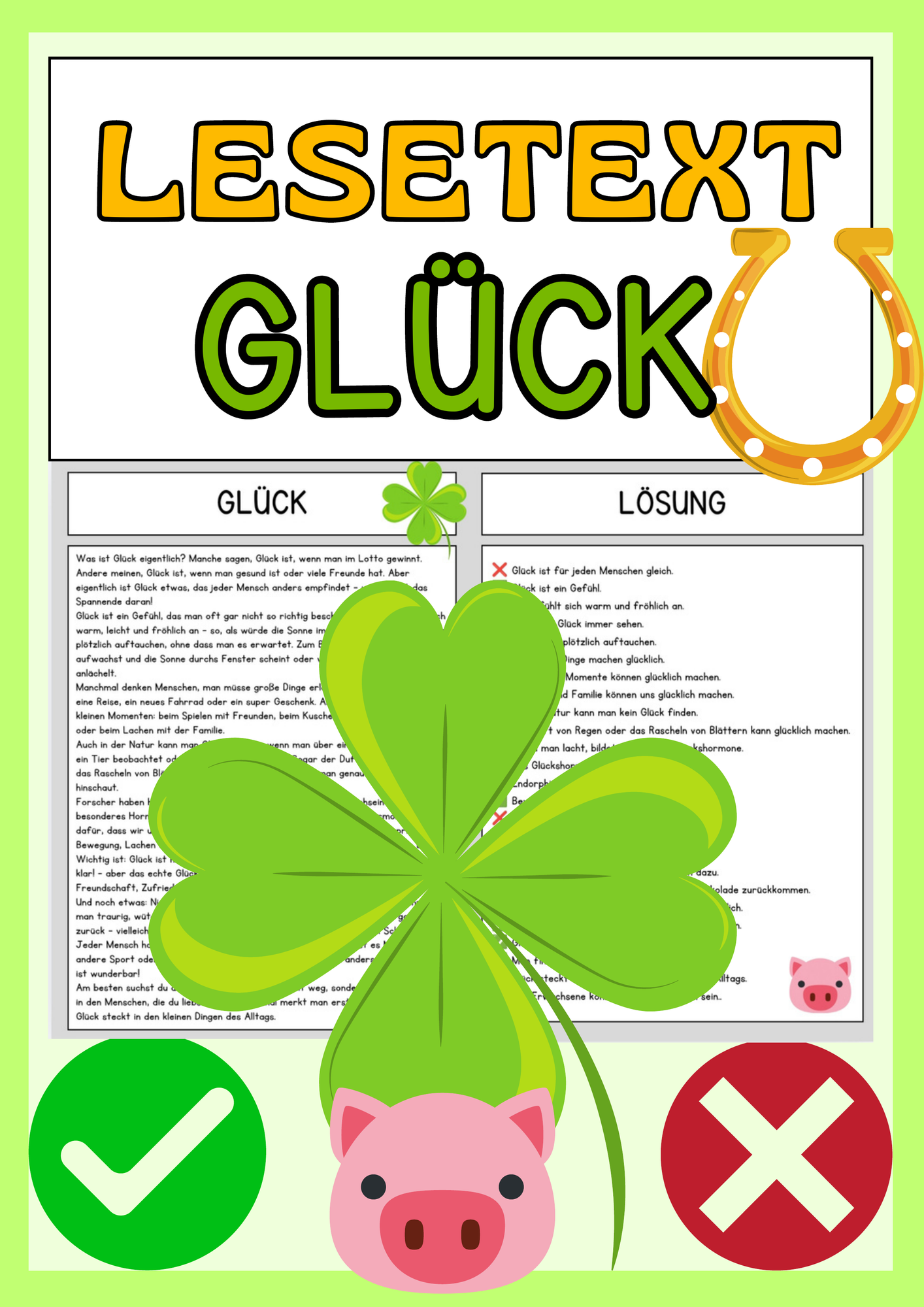 Das Glück - Lesetext mit Fragen + Lösung – Unterrichtsmaterial in den ...