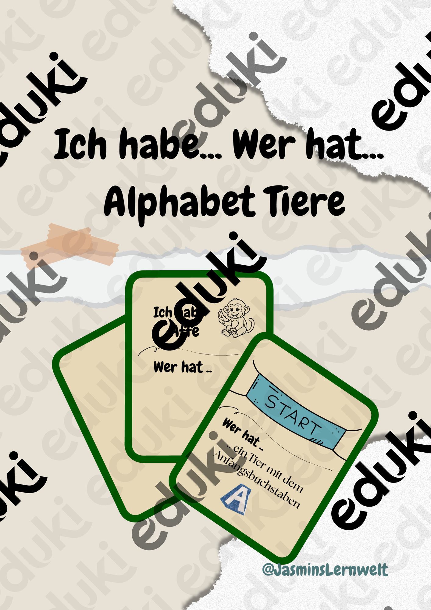 Spiel: Ich habe - Wer hat (Alphabet Tiere) – Unterrichtsmaterial im ...