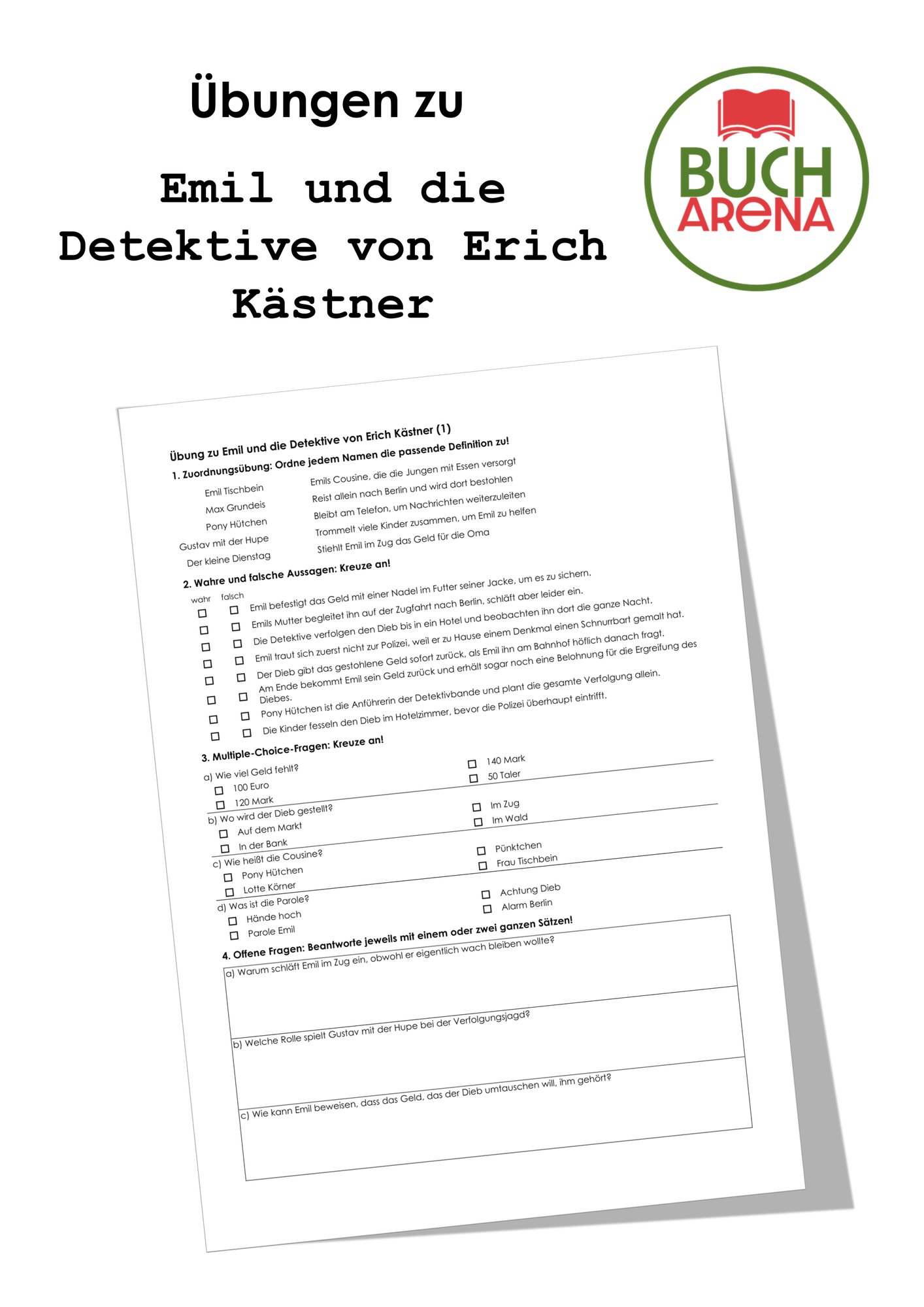 Übungen zu Emil und die Detektive von Erich Kästner ...