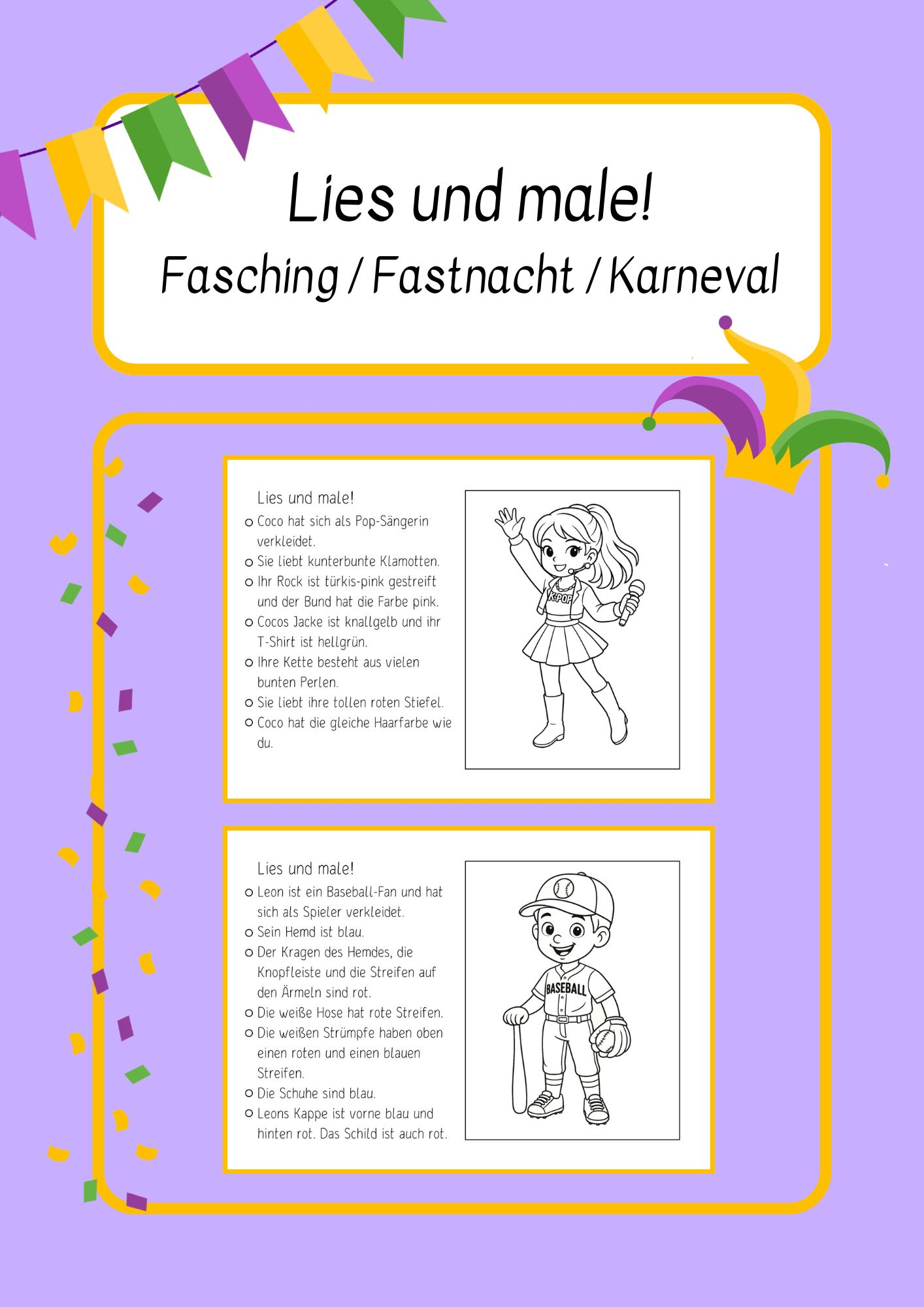 15 Lies und Male - Fasching, Karneval, Fastnacht – Unterrichtsmaterial ...
