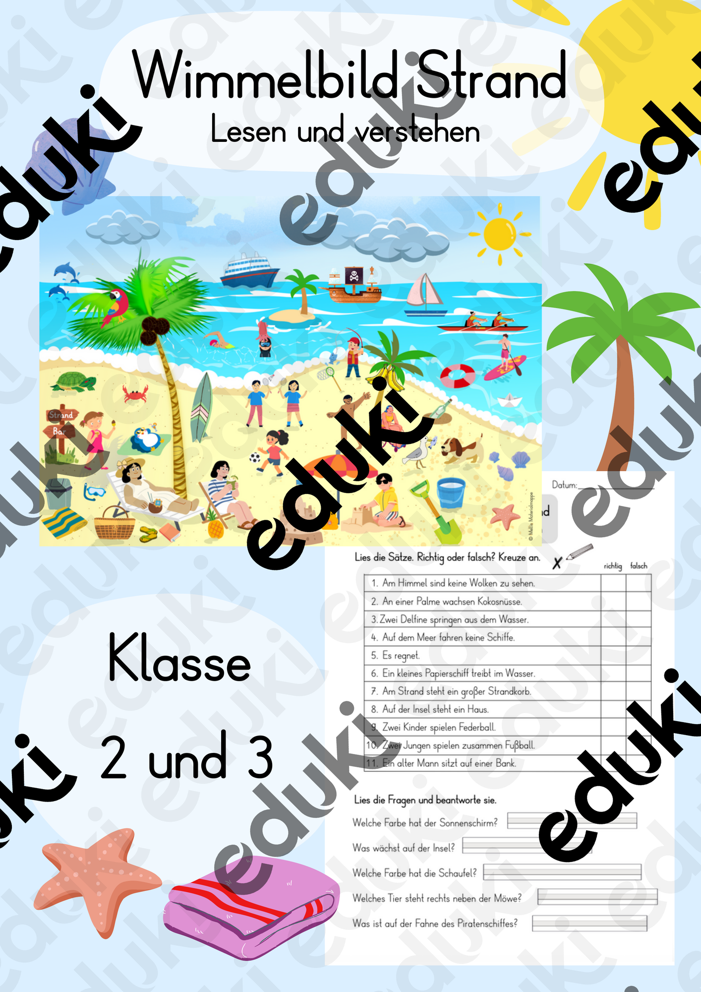 Wimmelbild Strand: lesen und verstehen – Unterrichtsmaterial im Fach ...