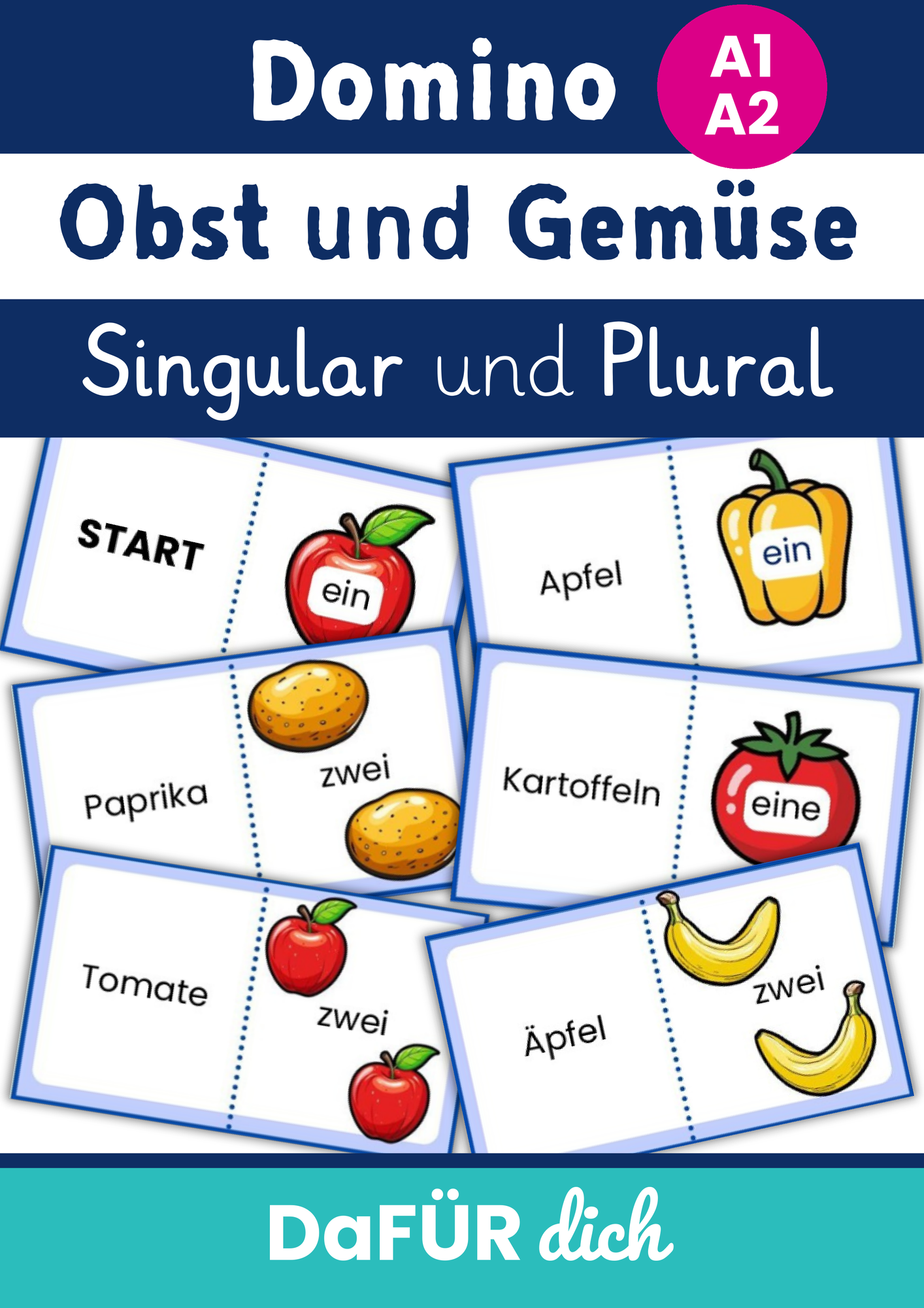 Obst und Gemüse | Spiel | Domino mit Singular und Plural ...