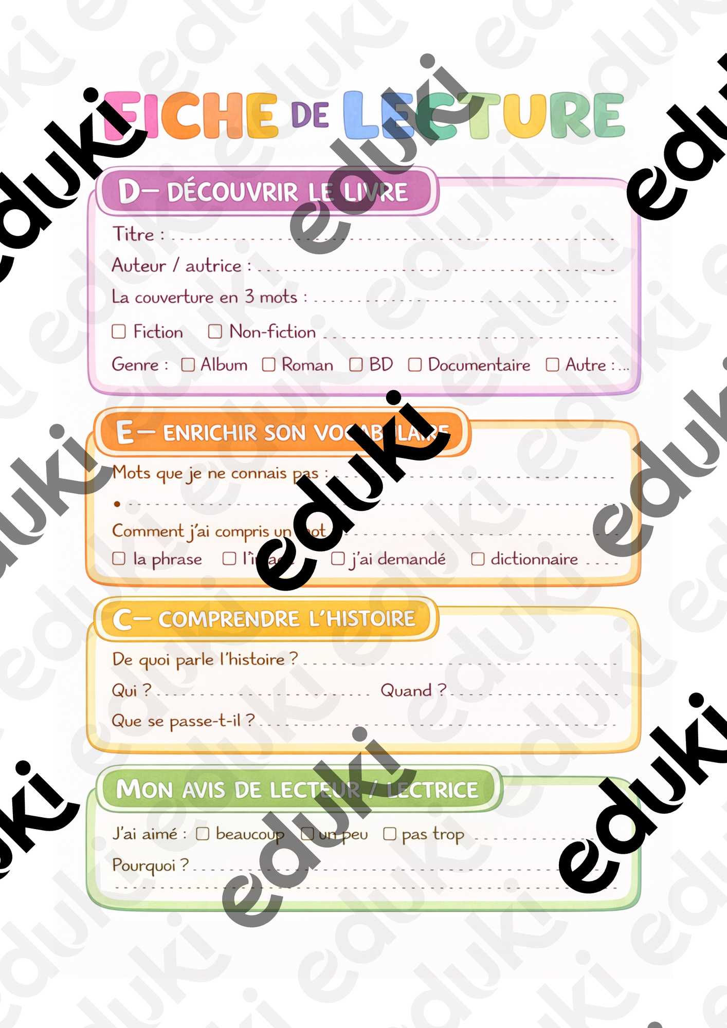 Fiches de lecture adaptée méthode DECLIC - Ressource pédagogique pour ...