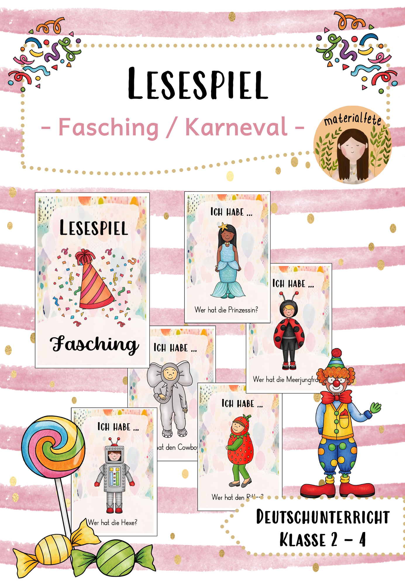 Lesespiel: Ich habe ... Wer hat ..? - Fasching / Karneval / Fastnacht ...