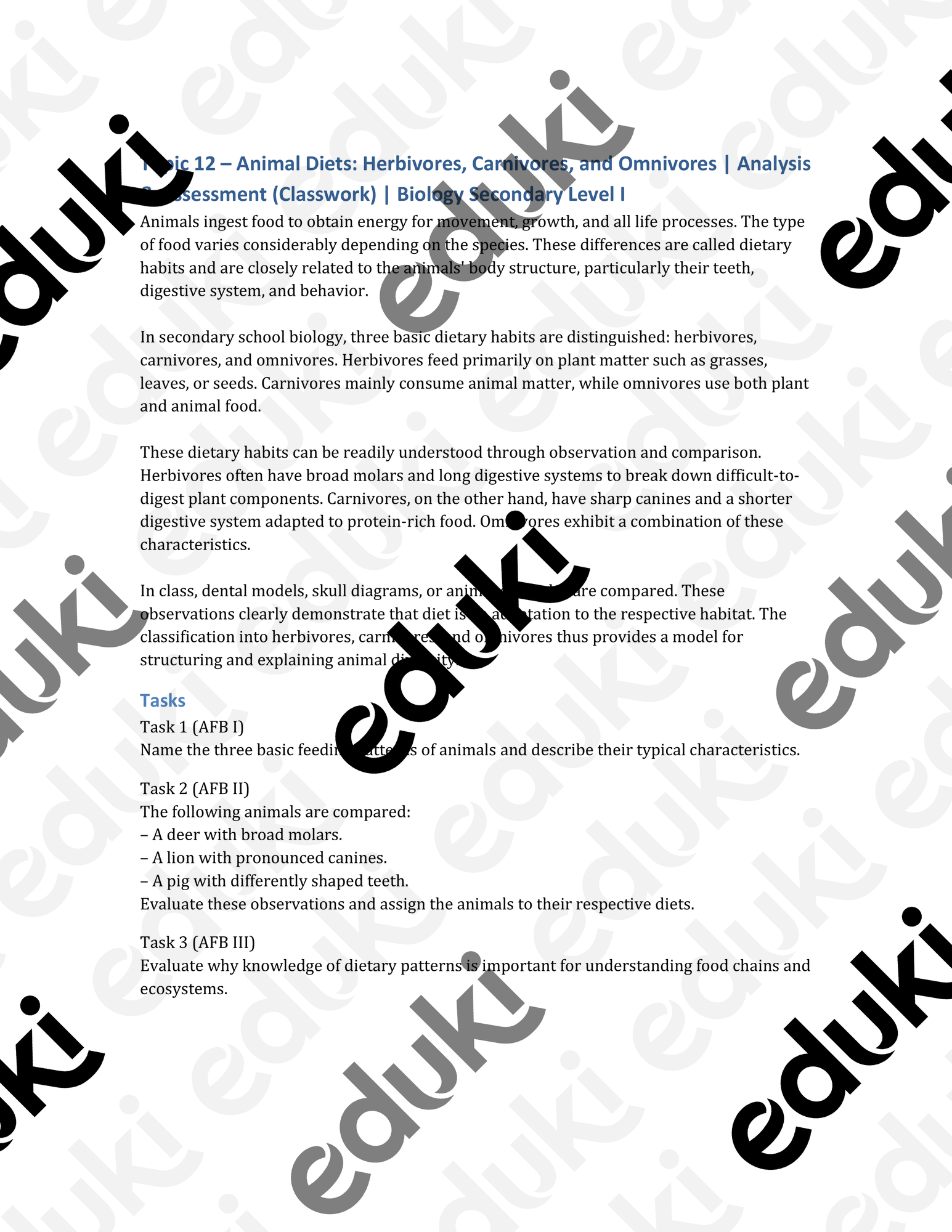 Animal Diets – Herbivores, Carnivores and Omnivores | Biology Test ...