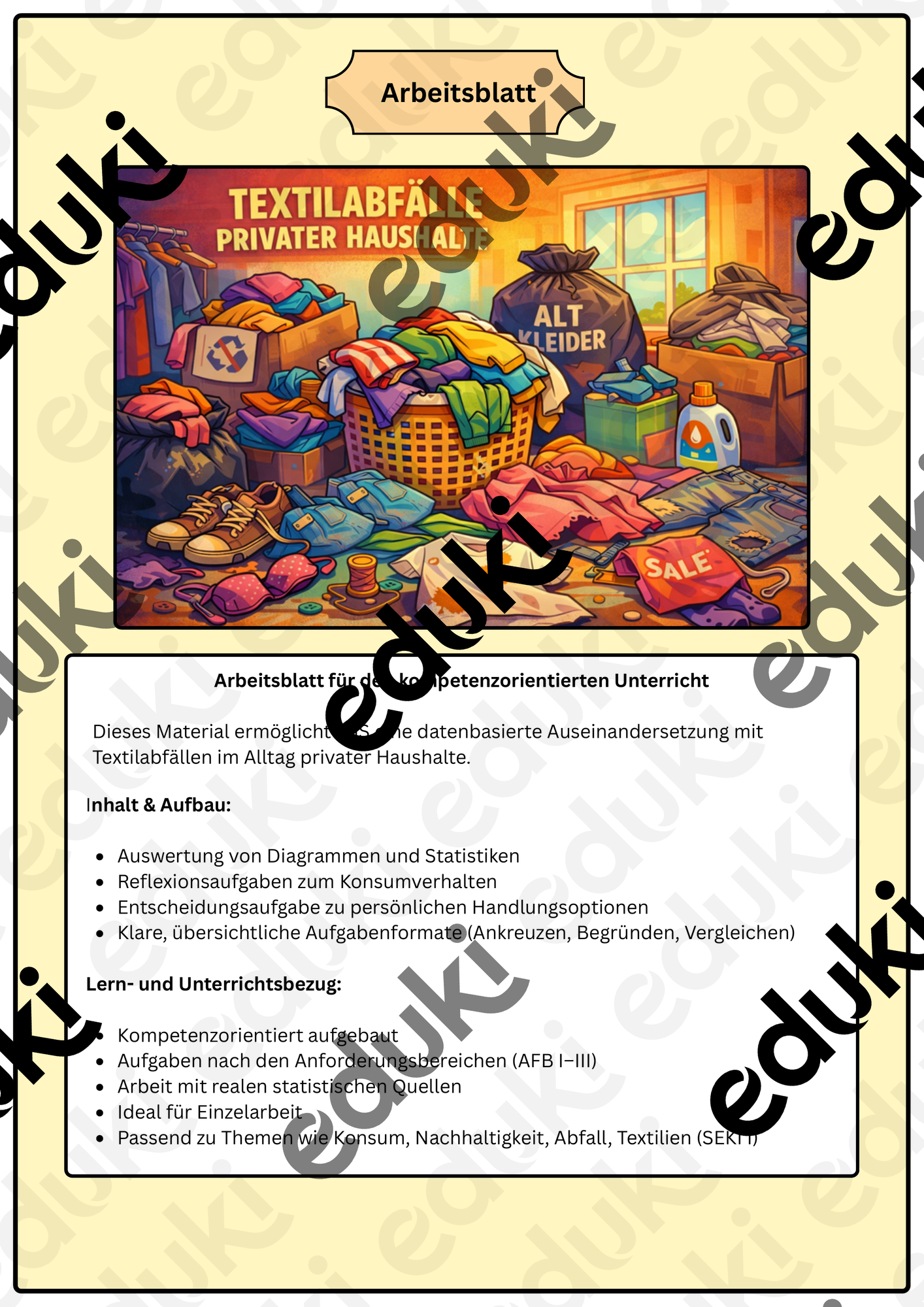 Textilabfälle privater Haushalte – Arbeitsblätter (SEK I ...