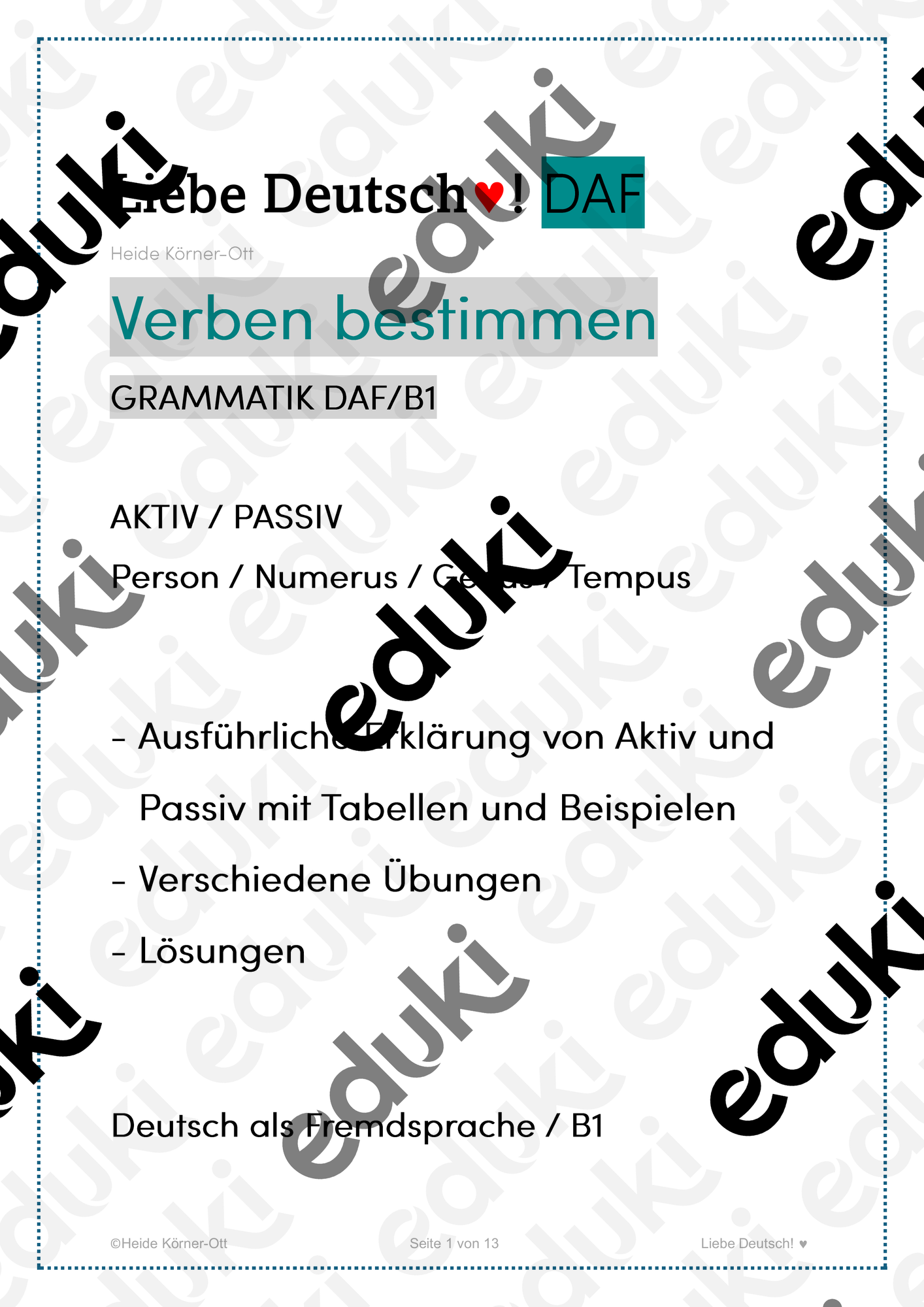 DAF B1 Verben bestimmen mit Aktiv und Passiv – Unterrichtsmaterial im ...