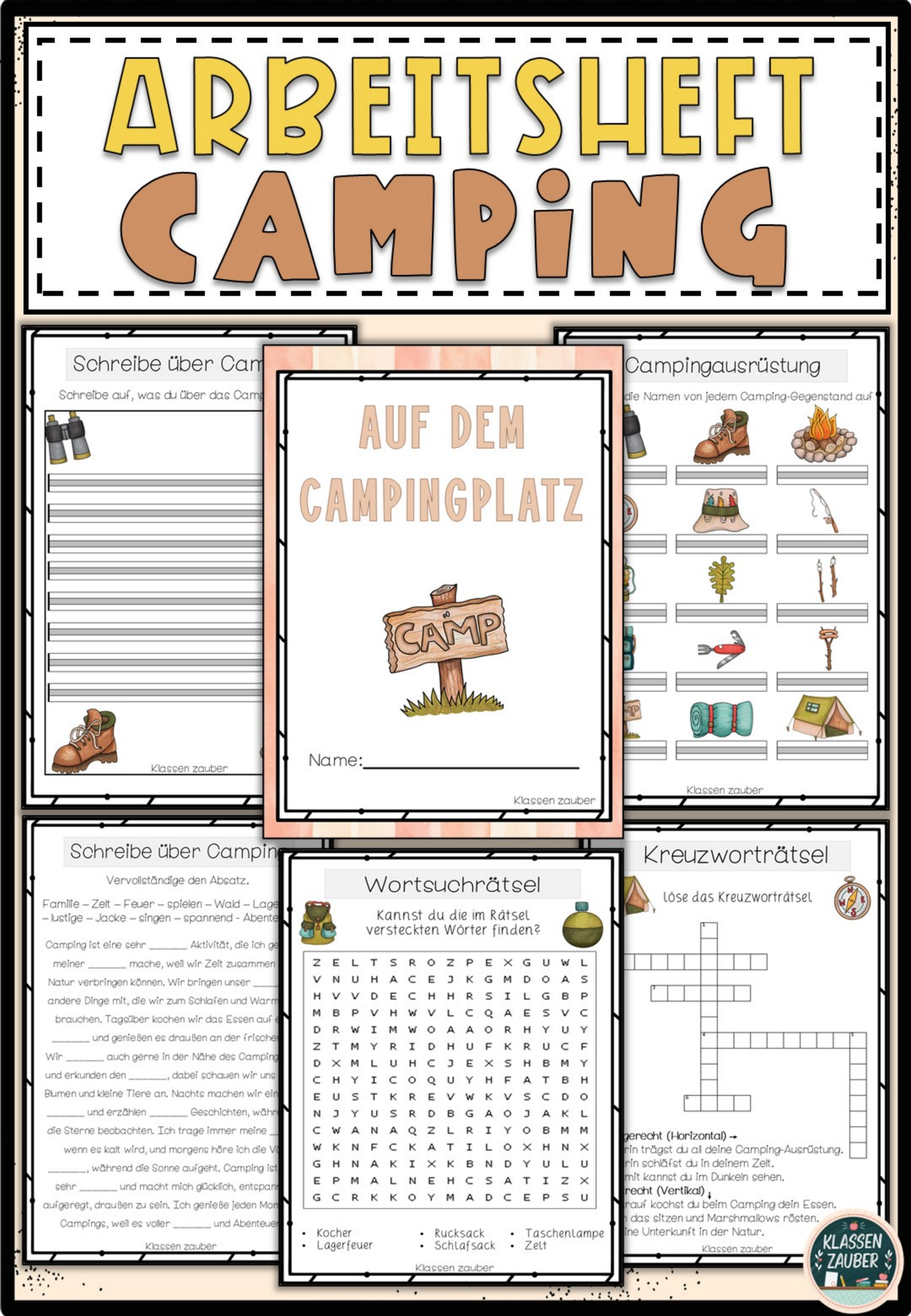 Arbeitsheft – Auf dem Campingplatz – Unterrichtsmaterial im Fach Deutsch