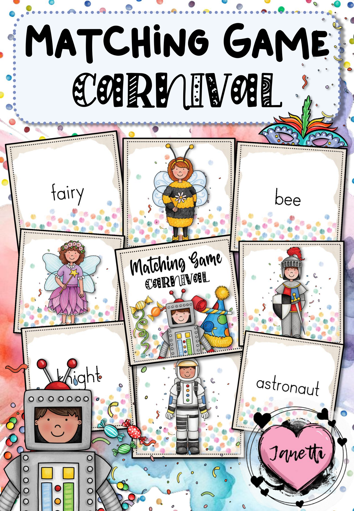 Matching Game: Carnival Costumes (Picture & Word Match ...