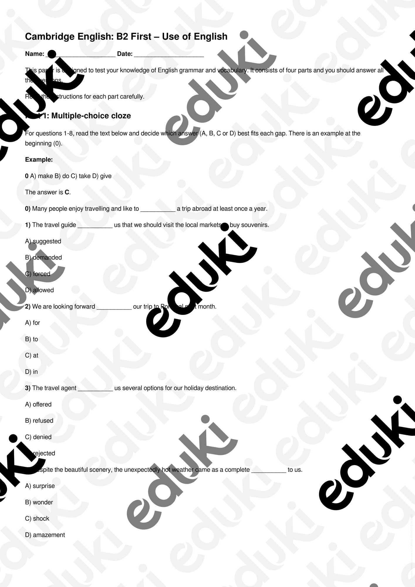 Use of English preparation for B2 FCE Exam-Cambridge ...