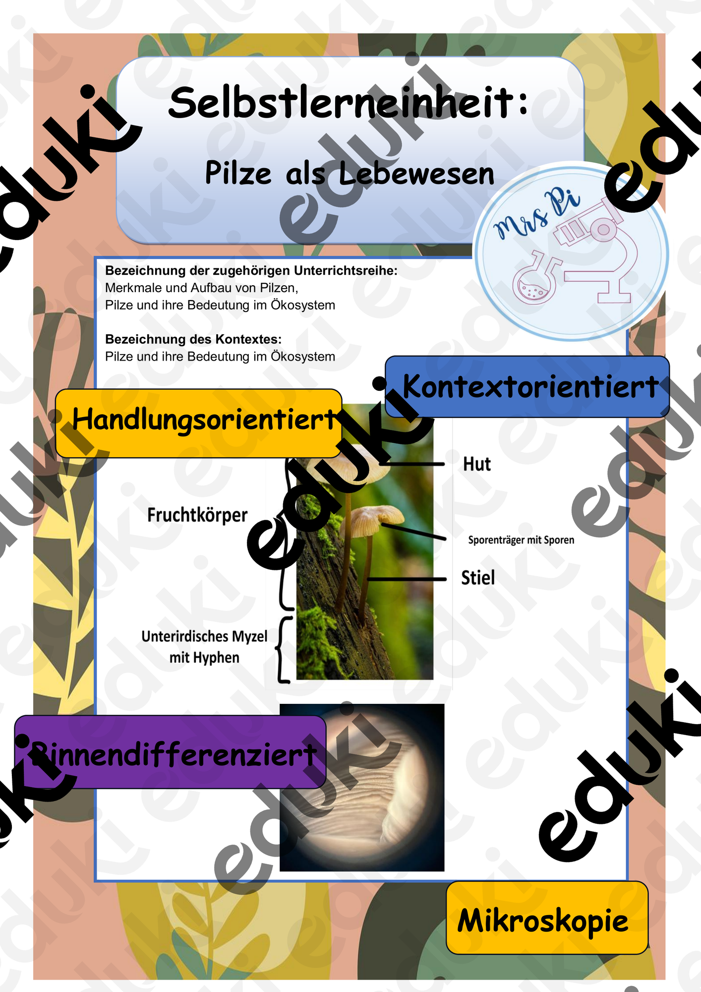 Selbstlernheit: Im Königreich der Pilze – Unterrichtsmaterial im Fach ...