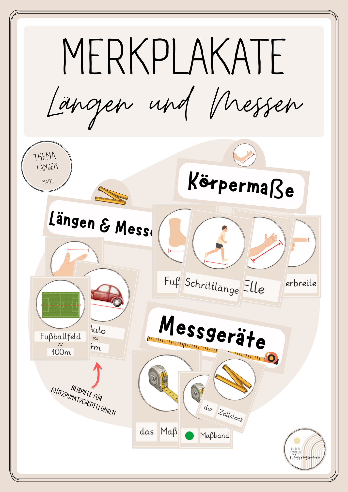 Merkplakate Längen und Körpermaße – Unterrichtsmaterial im Fach Mathematik