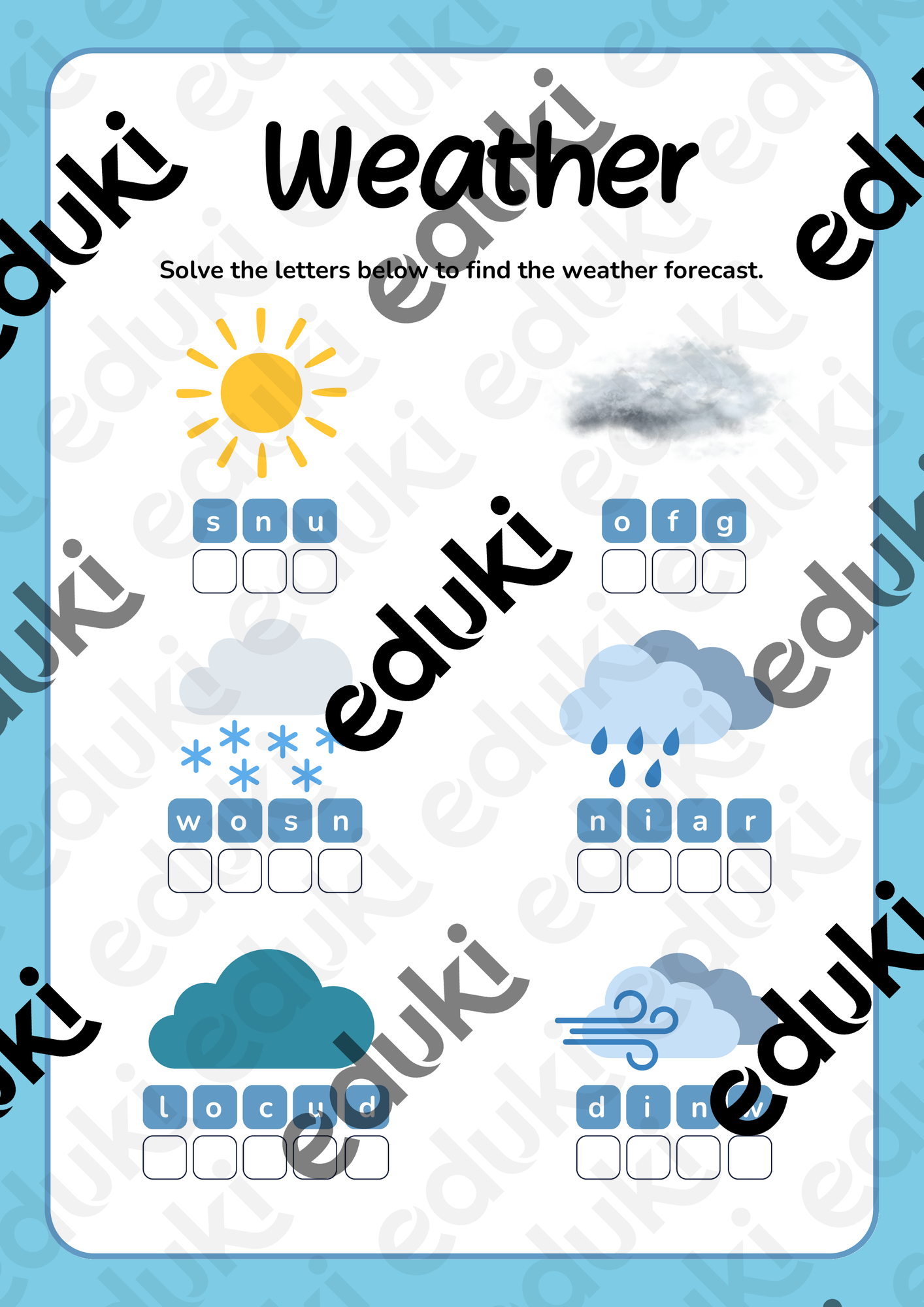Englisch: Weather Symbols Worksheet – Unterrichtsmaterial im Fach Englisch