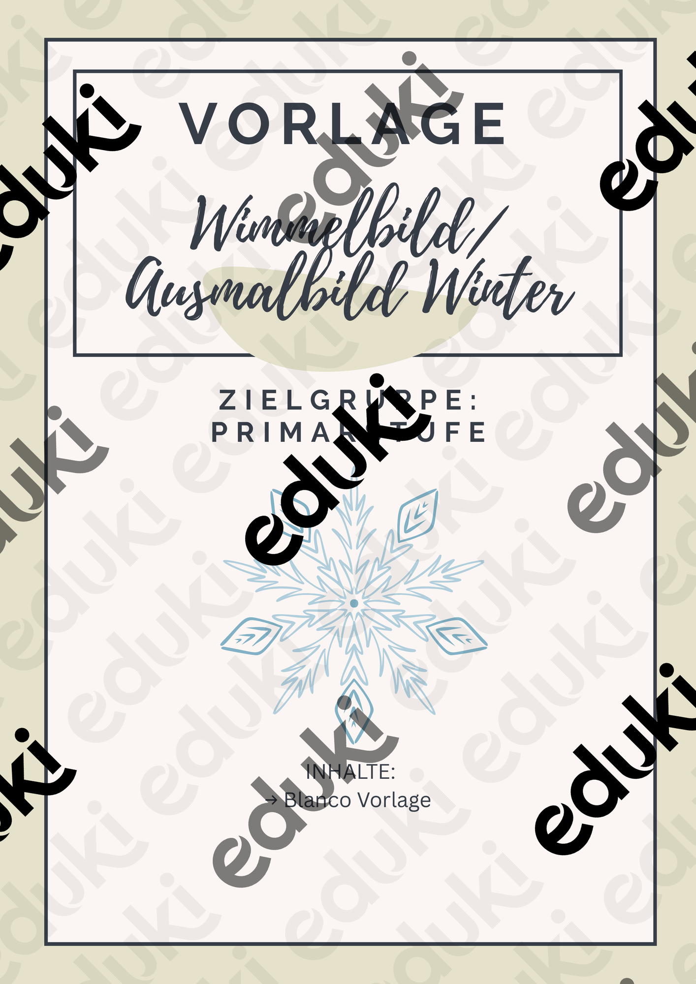 Winter-Wimmelbild als Ausmalbild – Unterrichtsmaterial im Fach Kunst