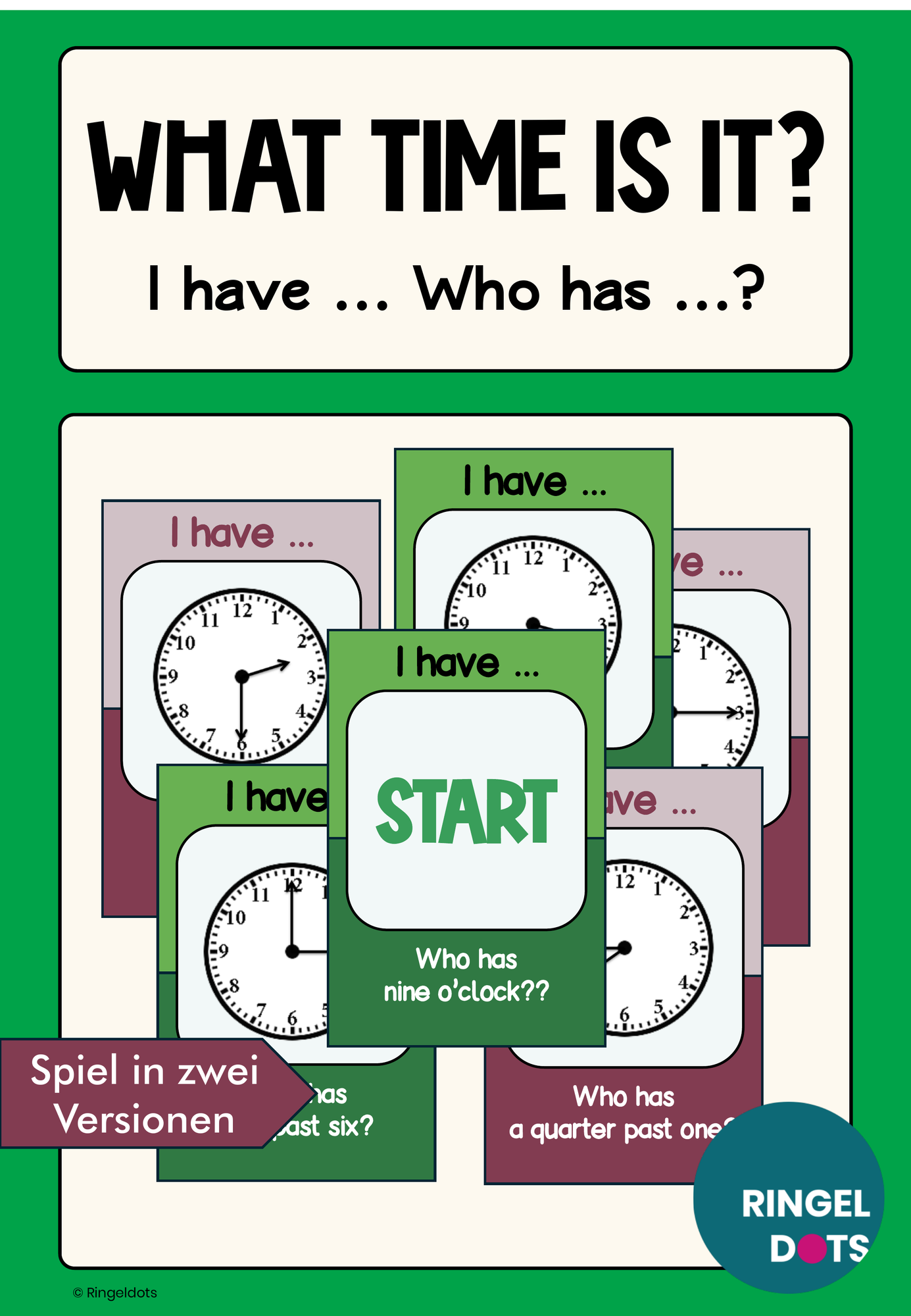 Telling the Time: I have ... Who has ...? (Spiel) – Unterrichtsmaterial ...