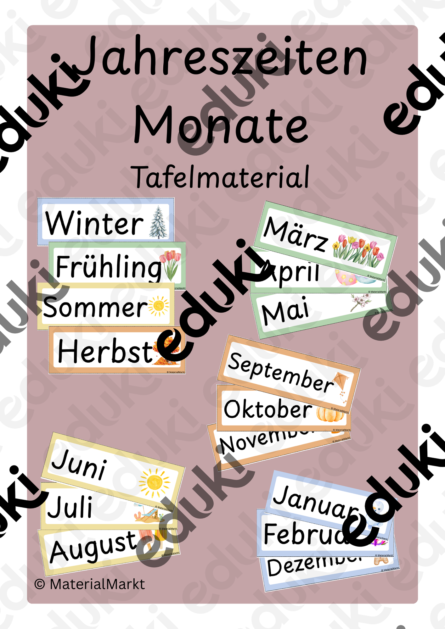 Jahreszeiten und Monate Tafelmaterial – Unterrichtsmaterial im Fach ...