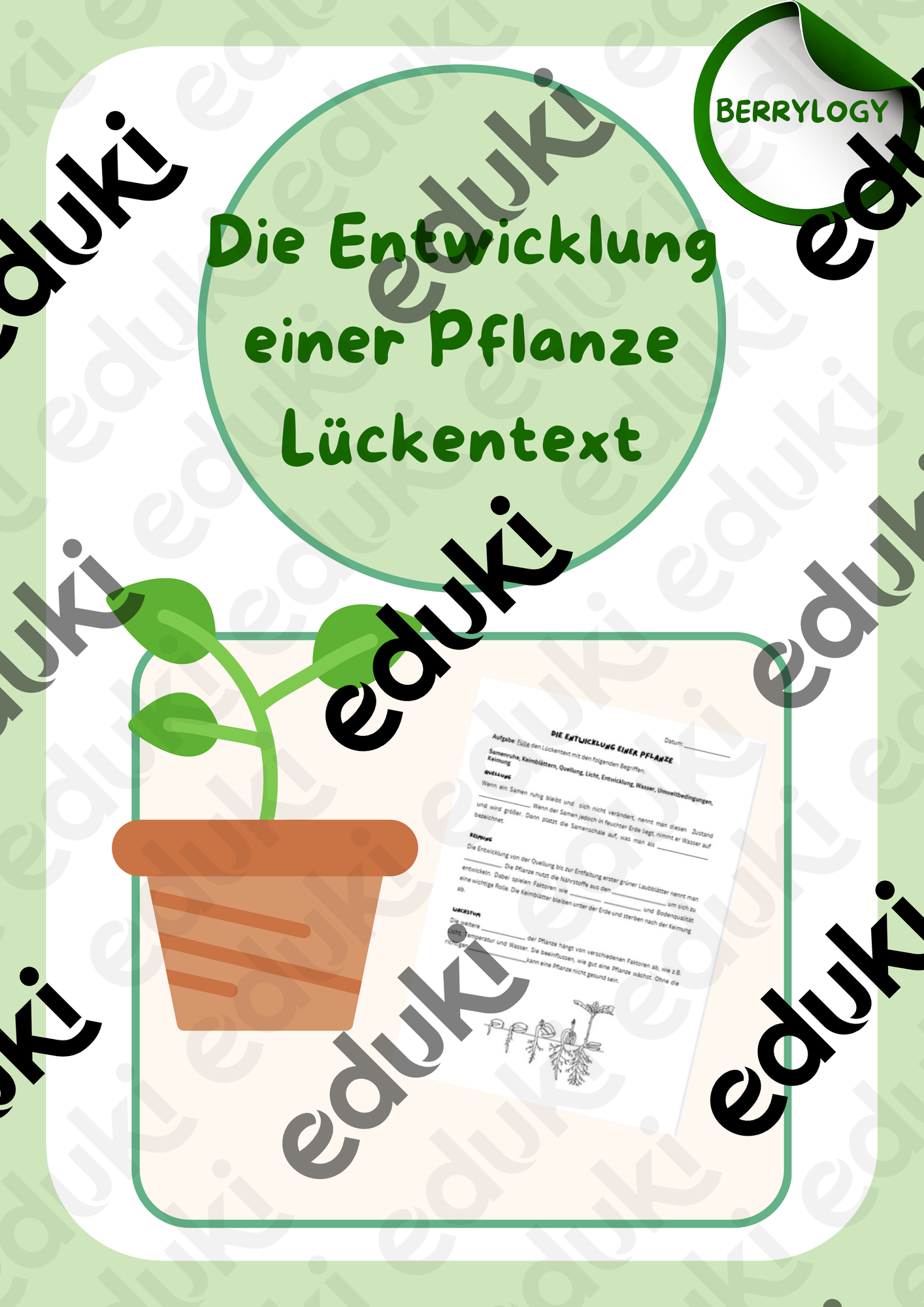 Entwicklung einer Samenpflanze - Lückentext – Unterrichtsmaterial im ...