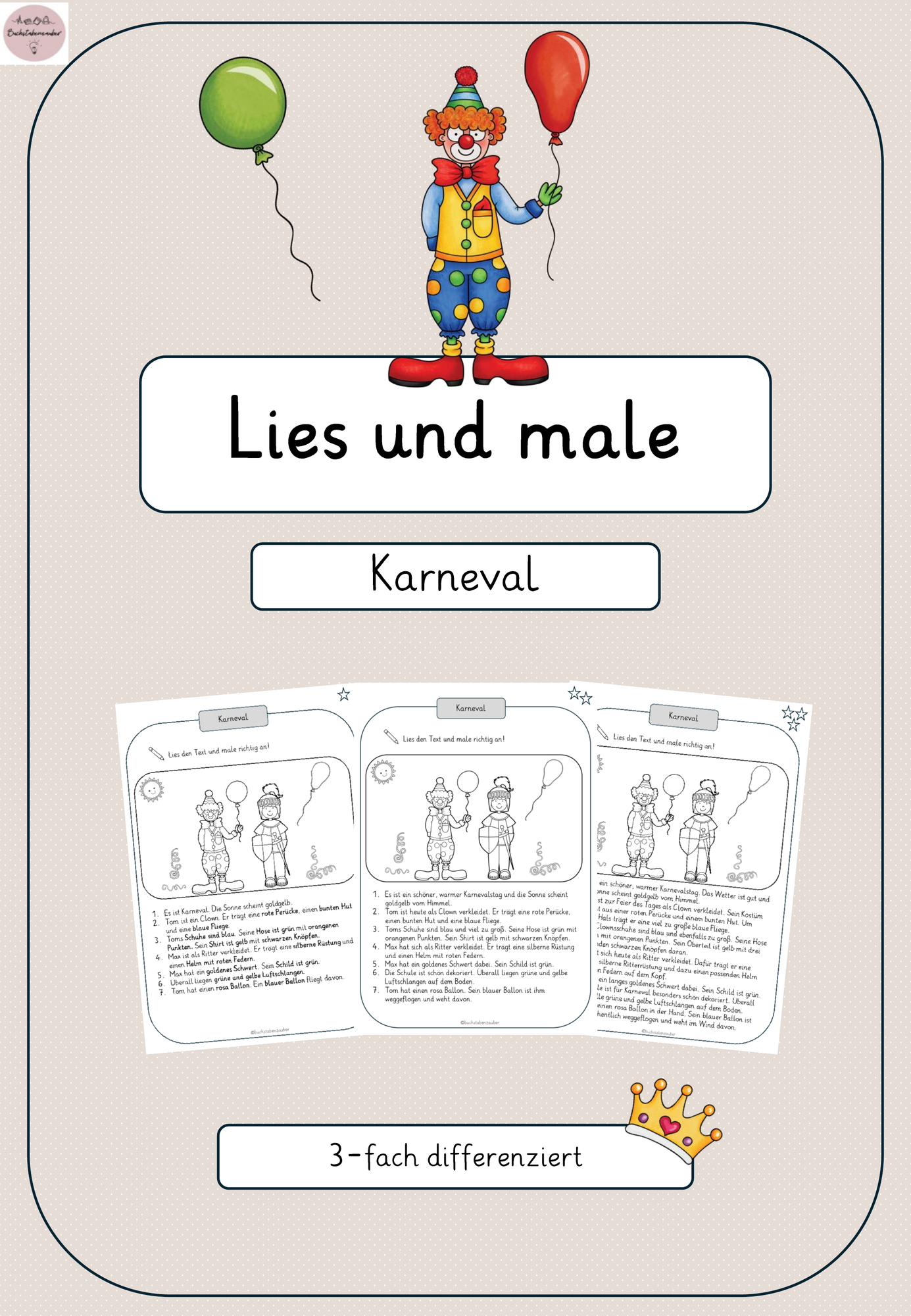 Lies und male aus - Karneval / Fasching (3-fach differenziert ...