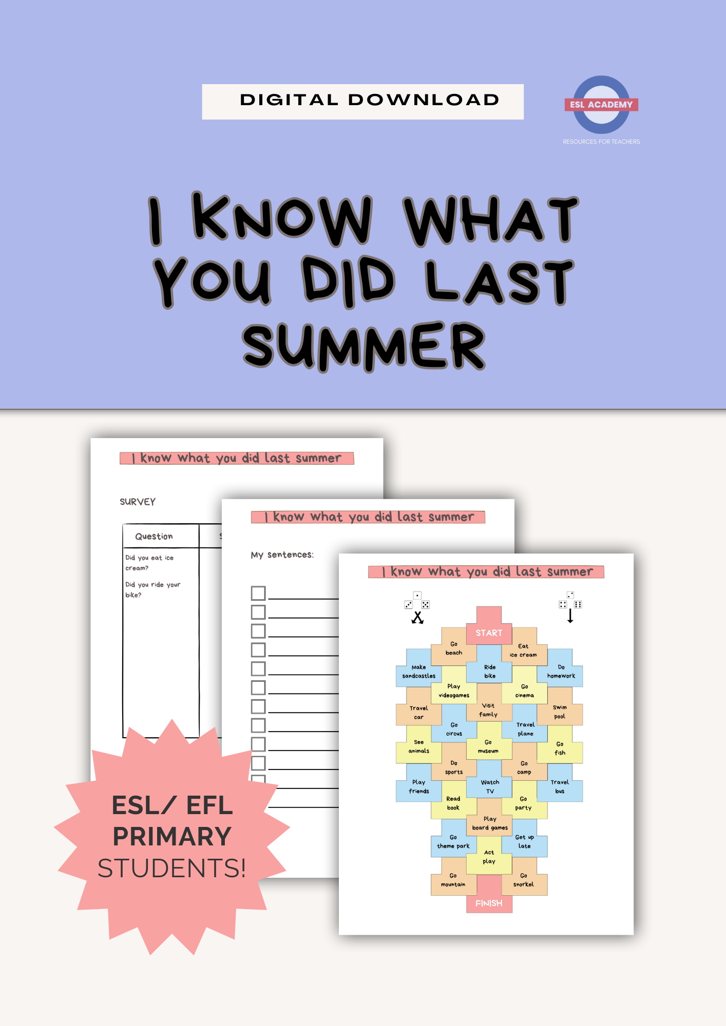 Back to School Game: I know what you did last summer - material de la ...