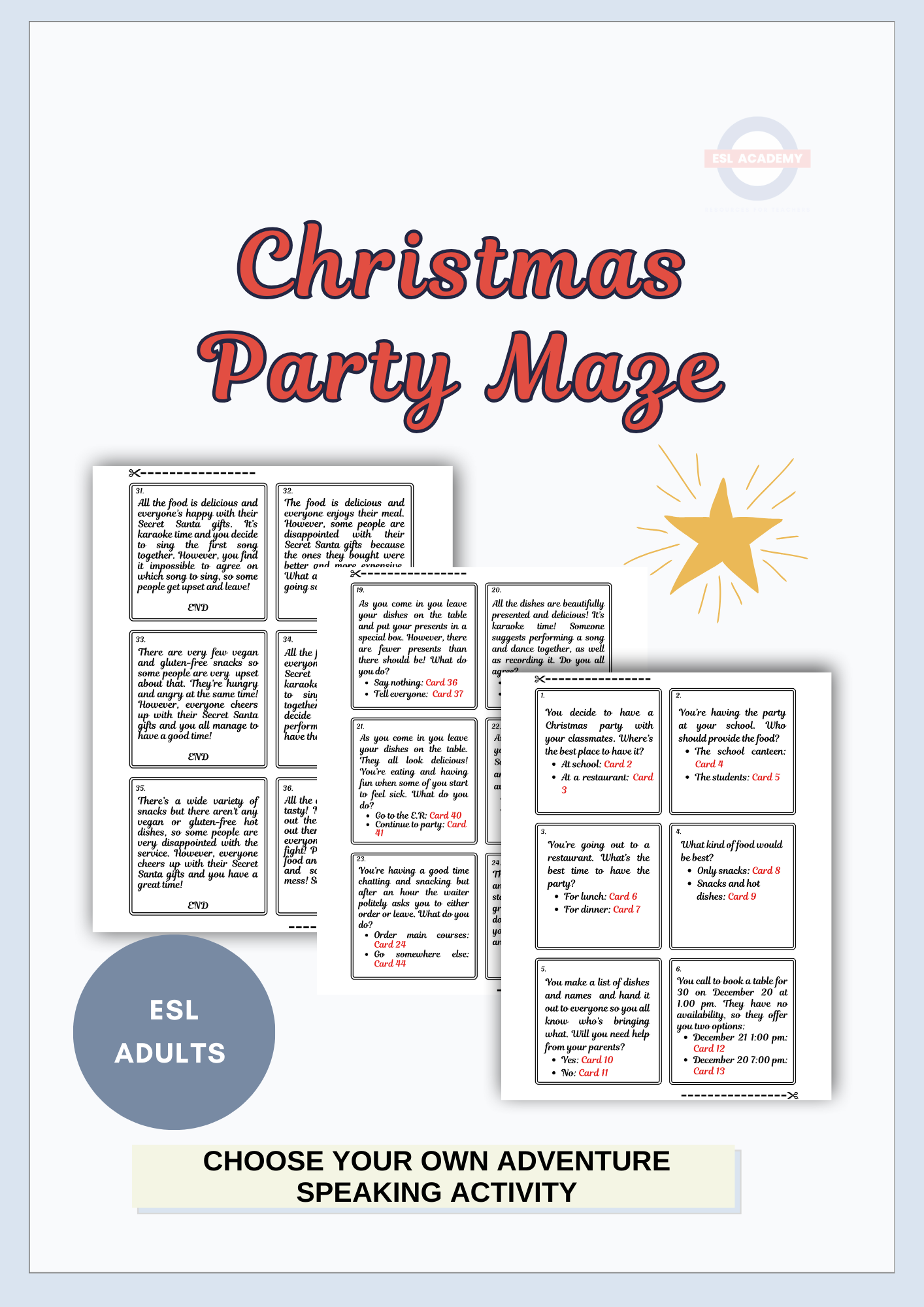 Christmas Party Maze: Speaking Activity for Adults & Teens - material ...
