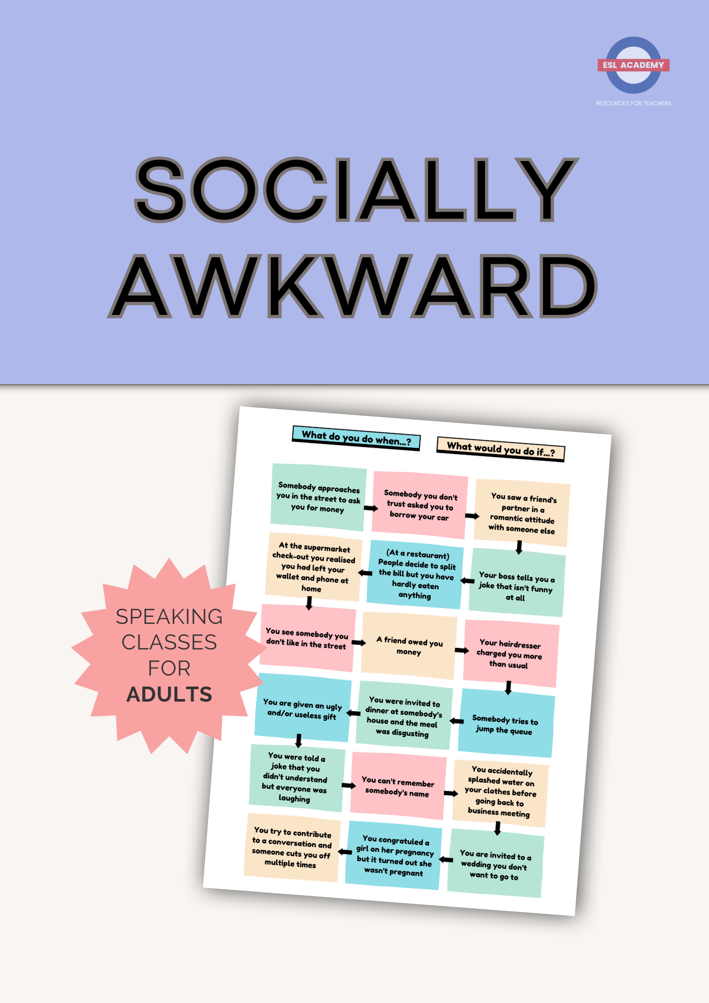 Socially Awkward: Speaking Board Game for Adults - material de la ...