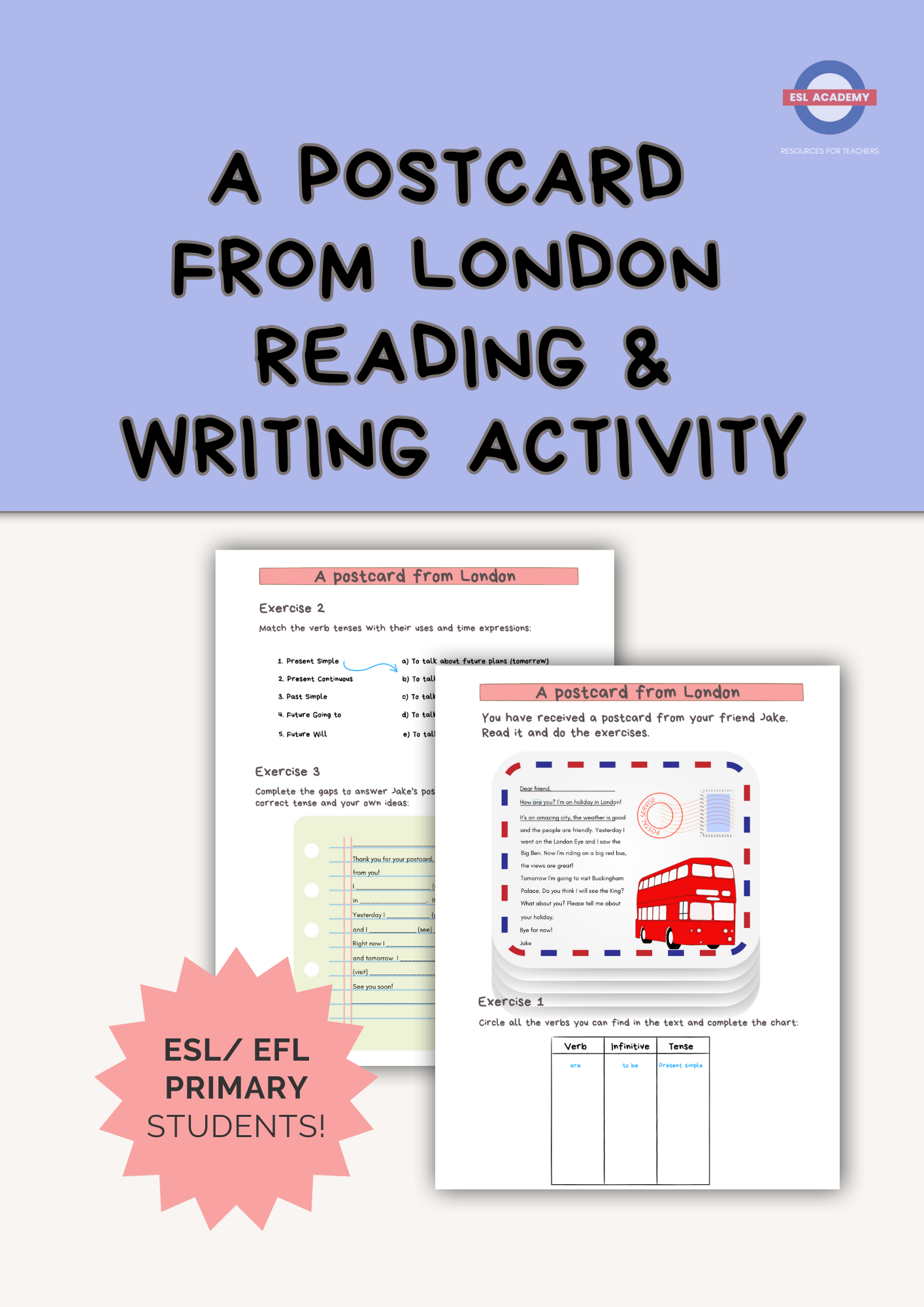 A postcard from London: Writing Activity for Primary - material de la ...