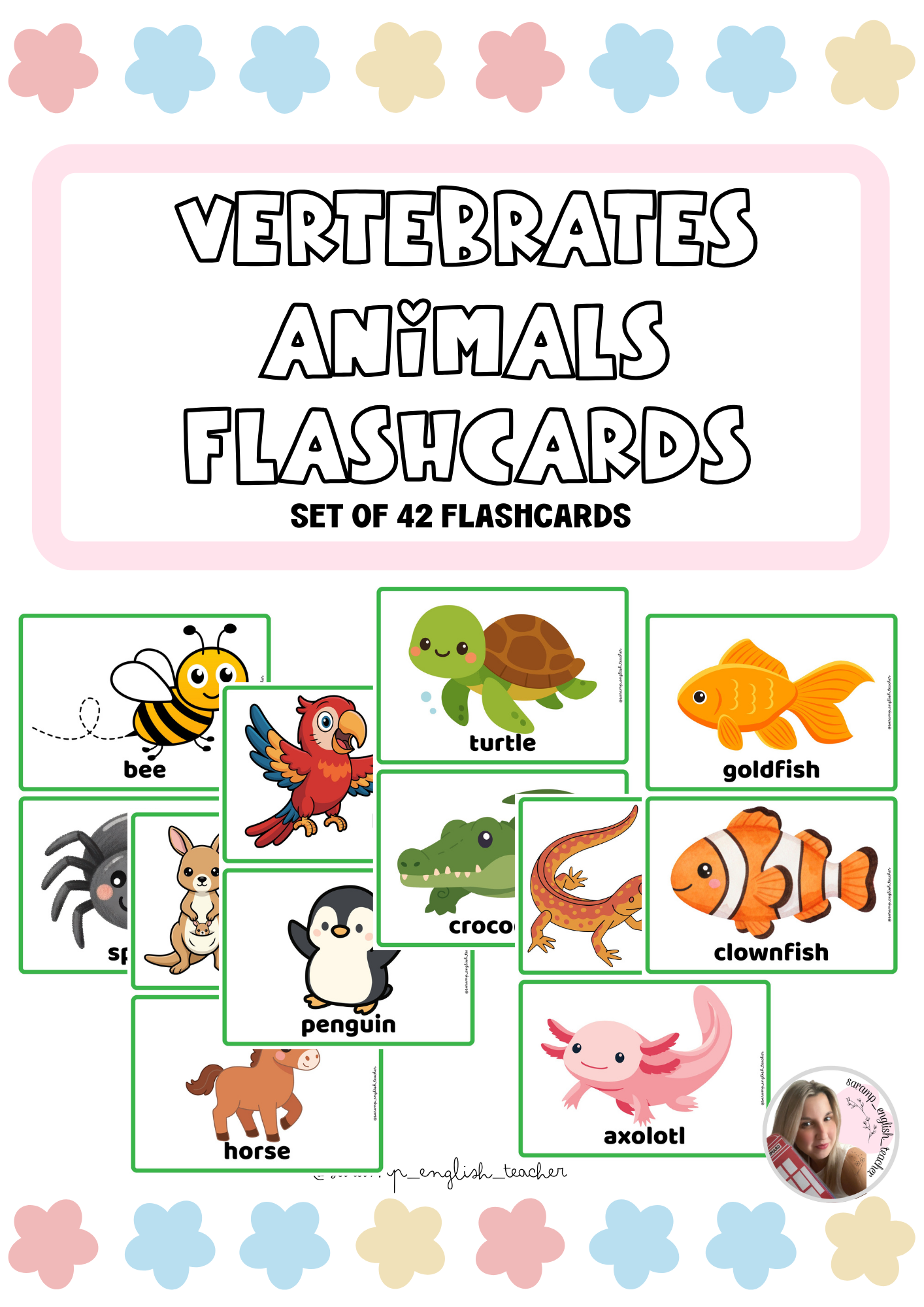 VERTEBRATES ANIMALS FLASHCARDS SET - material didáctico de las ...