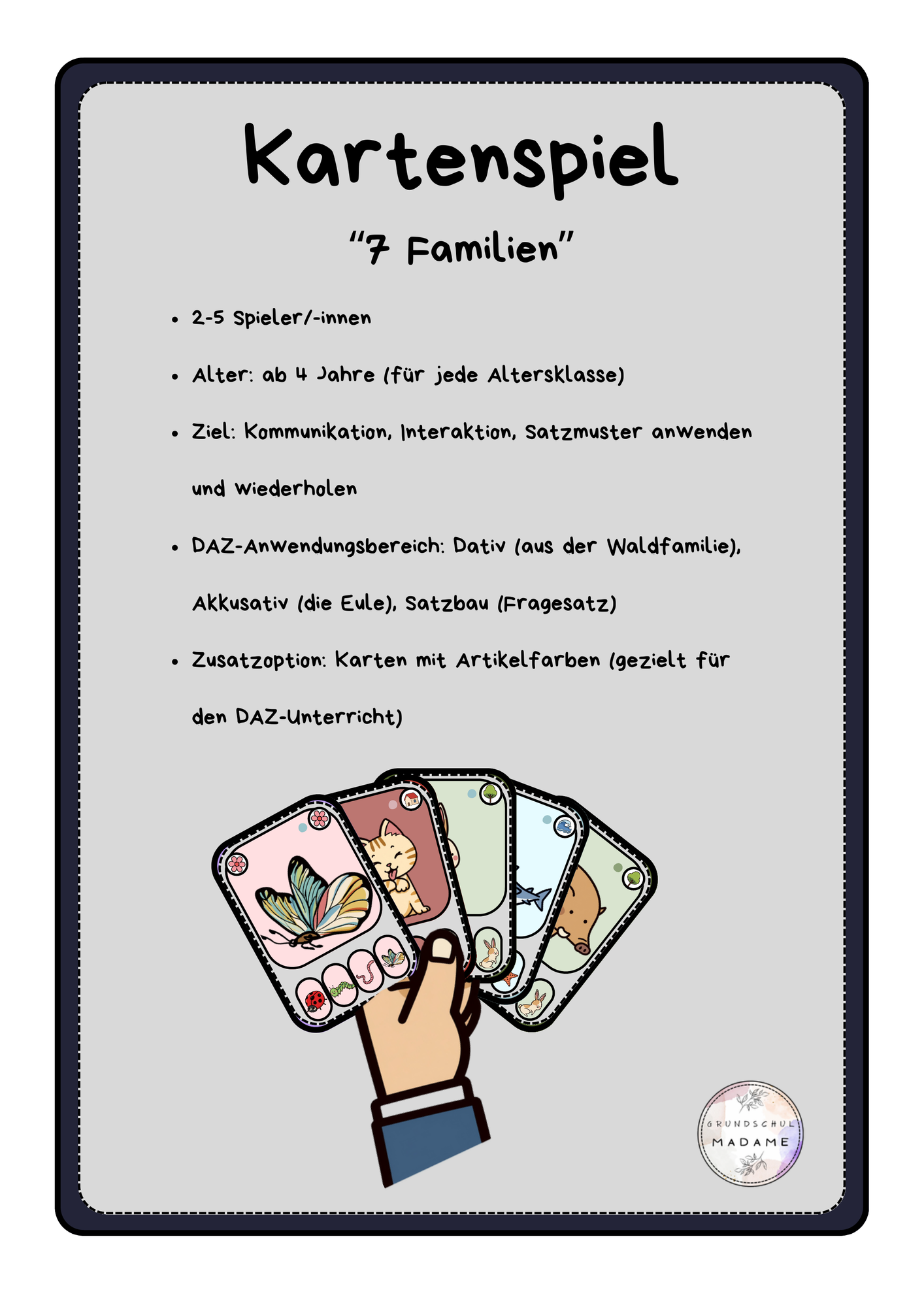 Kartenspiel: 7 Familien // für alle Altersstufen – Unterrichtsmaterial ...