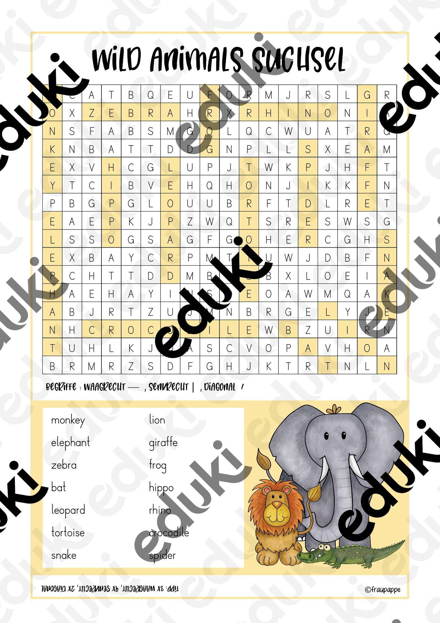 Wild Animals / Suchsel – Unterrichtsmaterial im Fach Englisch