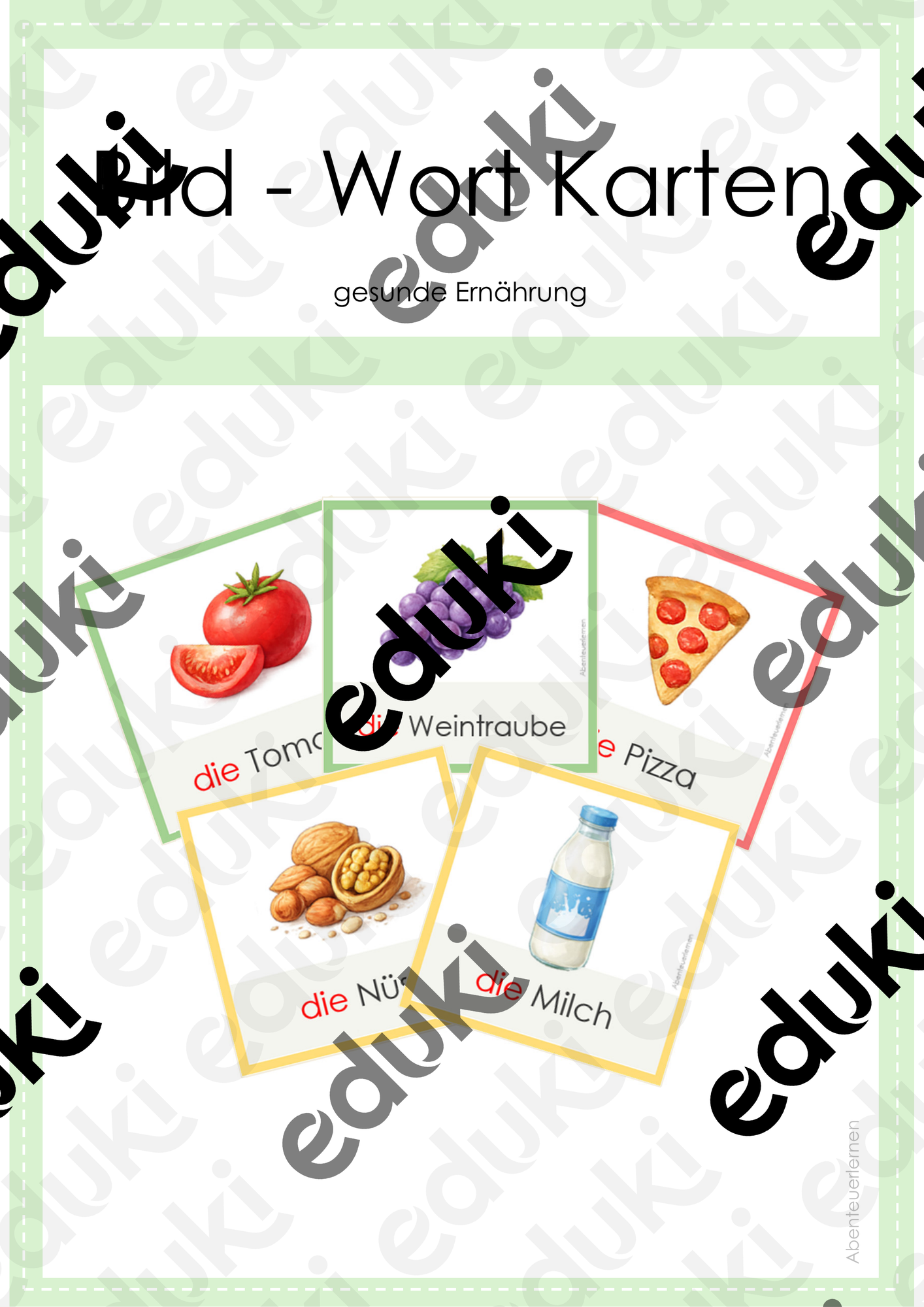 Bild-Wort Karten gesunde Ernährung/Lebensmittel - DaZ ...