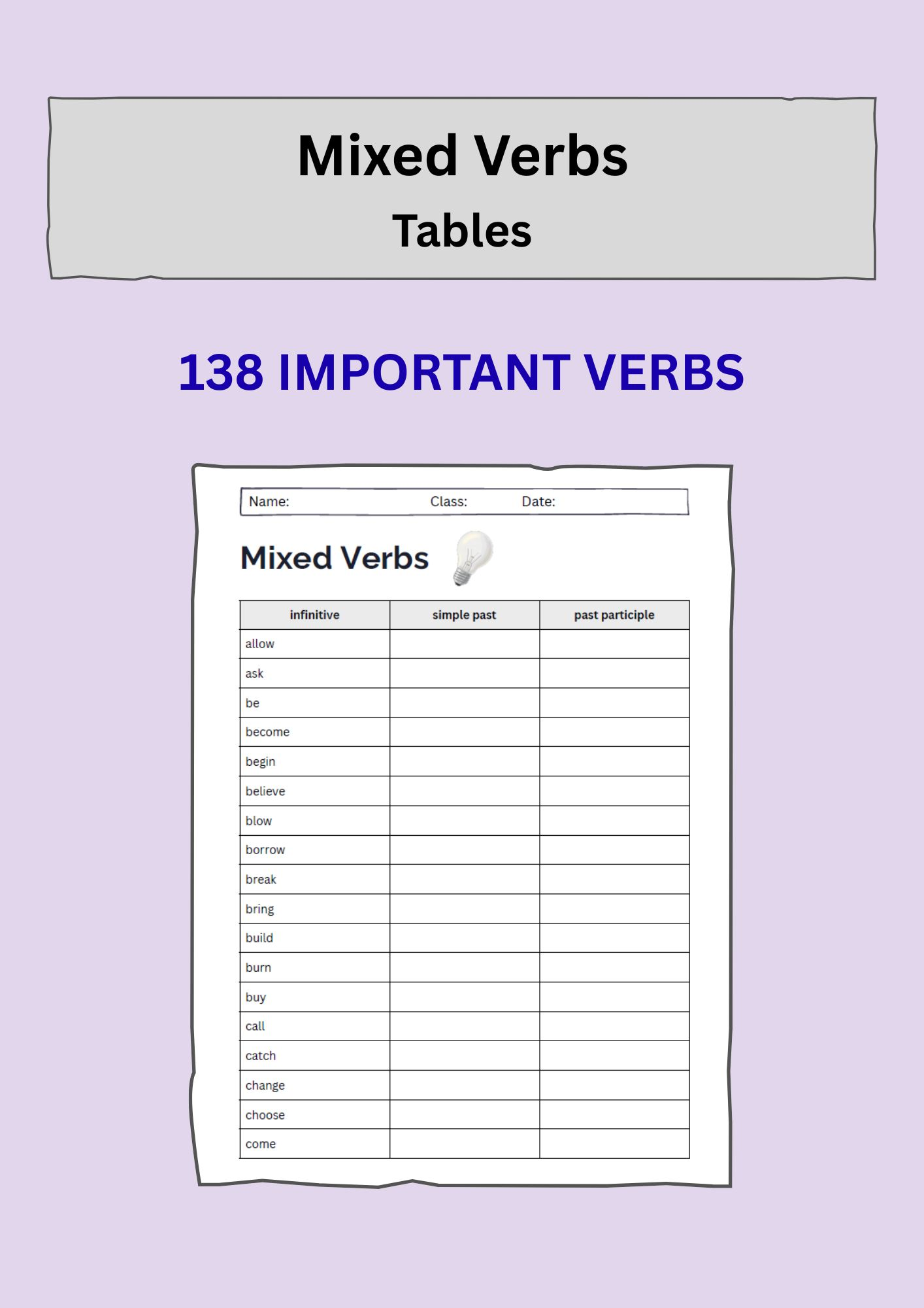 Mixed Verbs: Grammar (English) – Unterrichtsmaterial im Fach Englisch