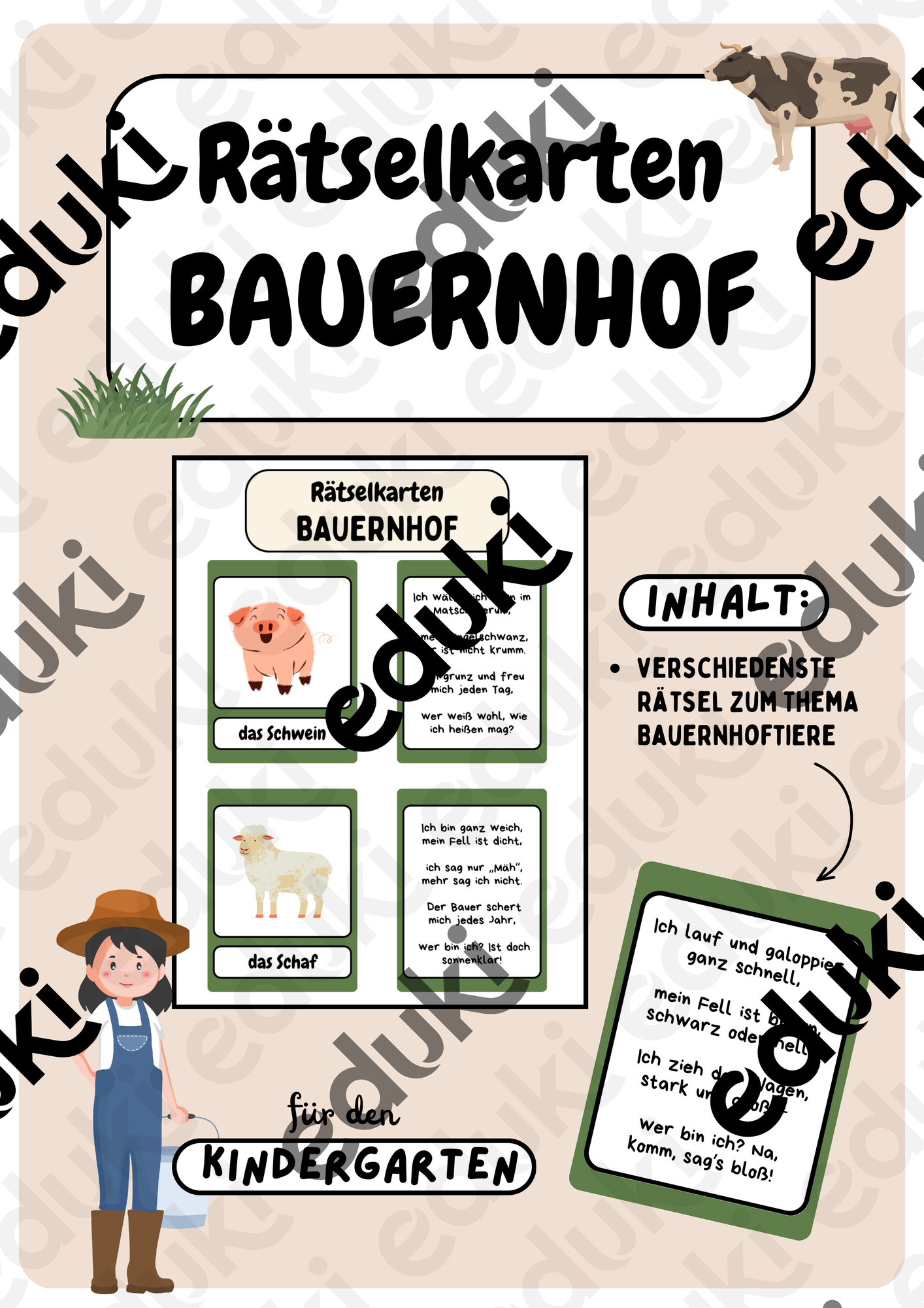 Rätselkarten - Bauernhof | Rätsel raten – Unterrichtsmaterial im Fach Kita