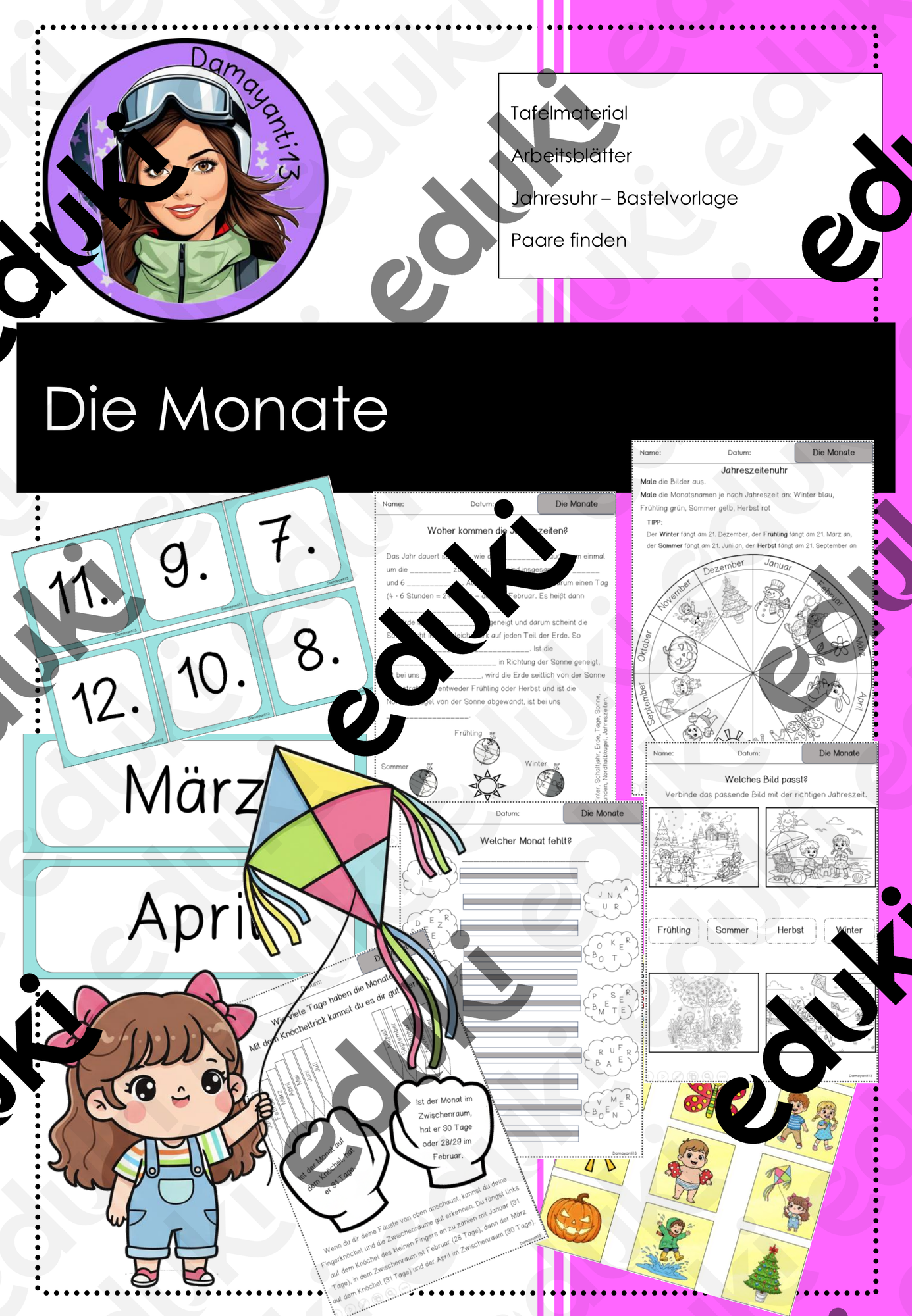 Das Jahr, die Jahreszeiten und die Monate – Unterrichtsmaterial im Fach ...