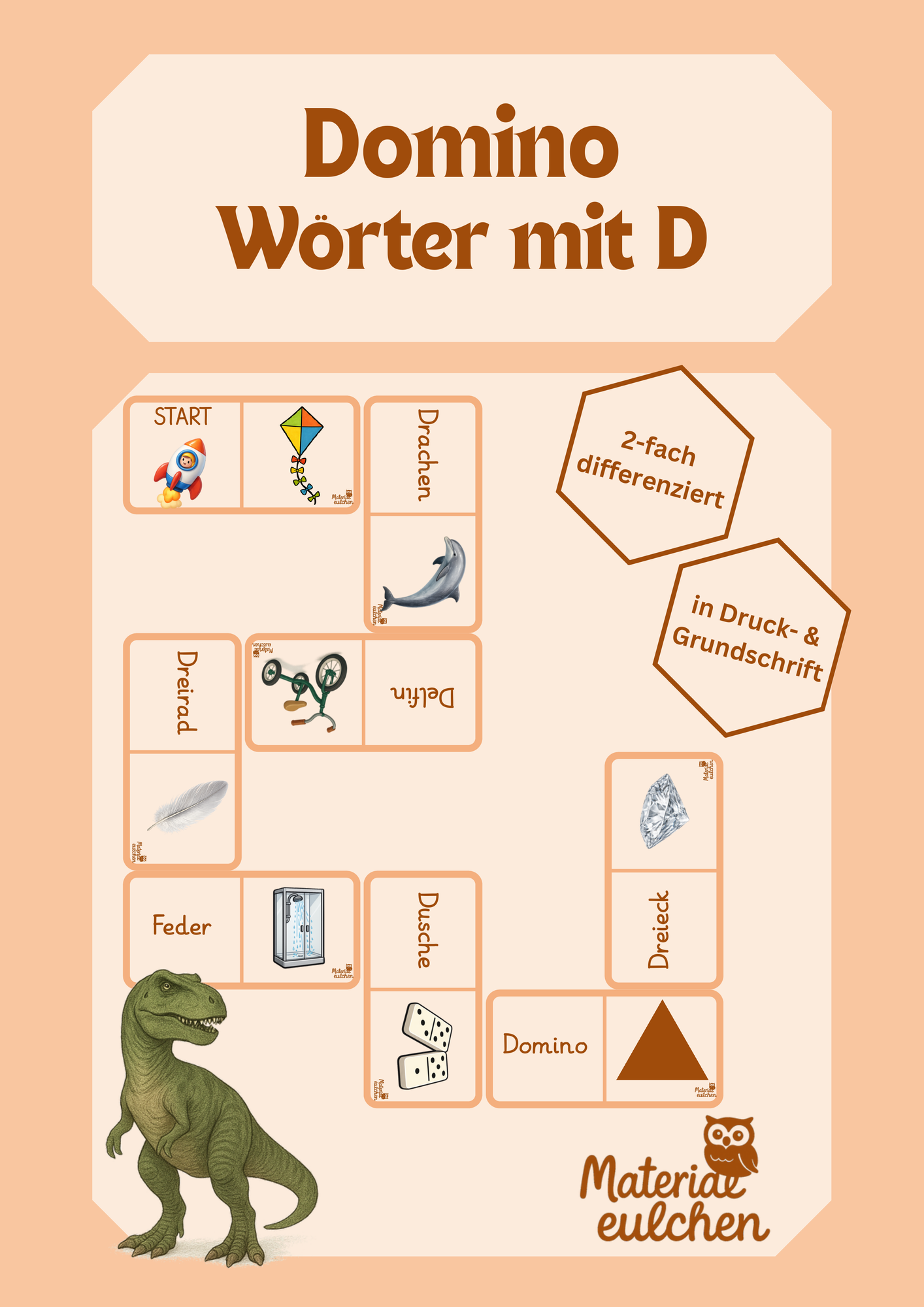 Wörter mit D - Domino, 2-fach differenziert – Unterrichtsmaterial im ...