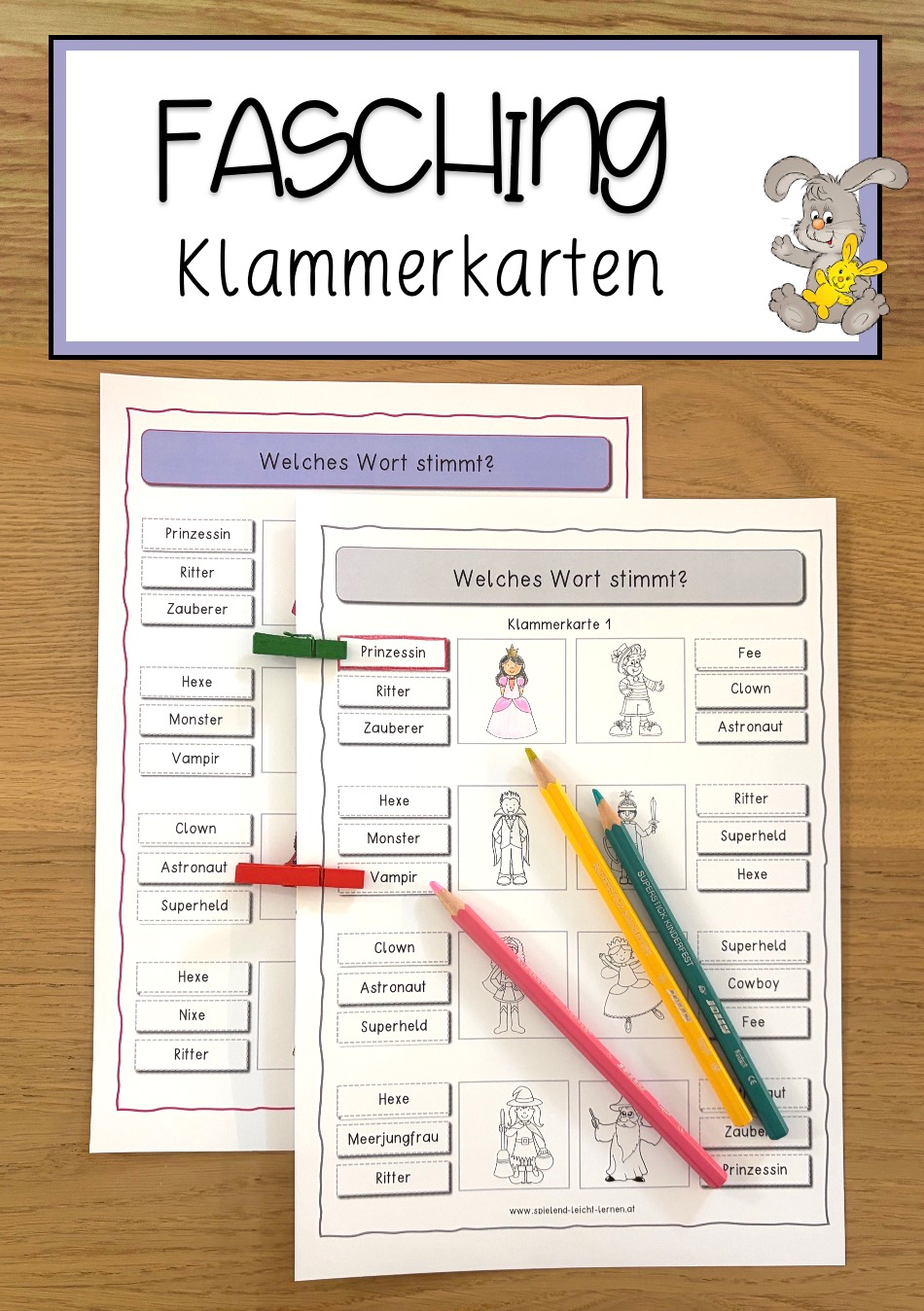 Fasching Karneval Klammerkarten – Unterrichtsmaterial in den Fächern ...