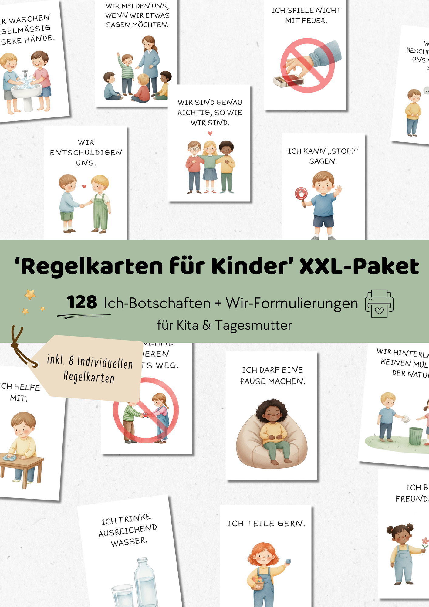 Regelkarten Kindergarten Kita | Morgenkreis Bildkarten Regeln Kita DIN ...