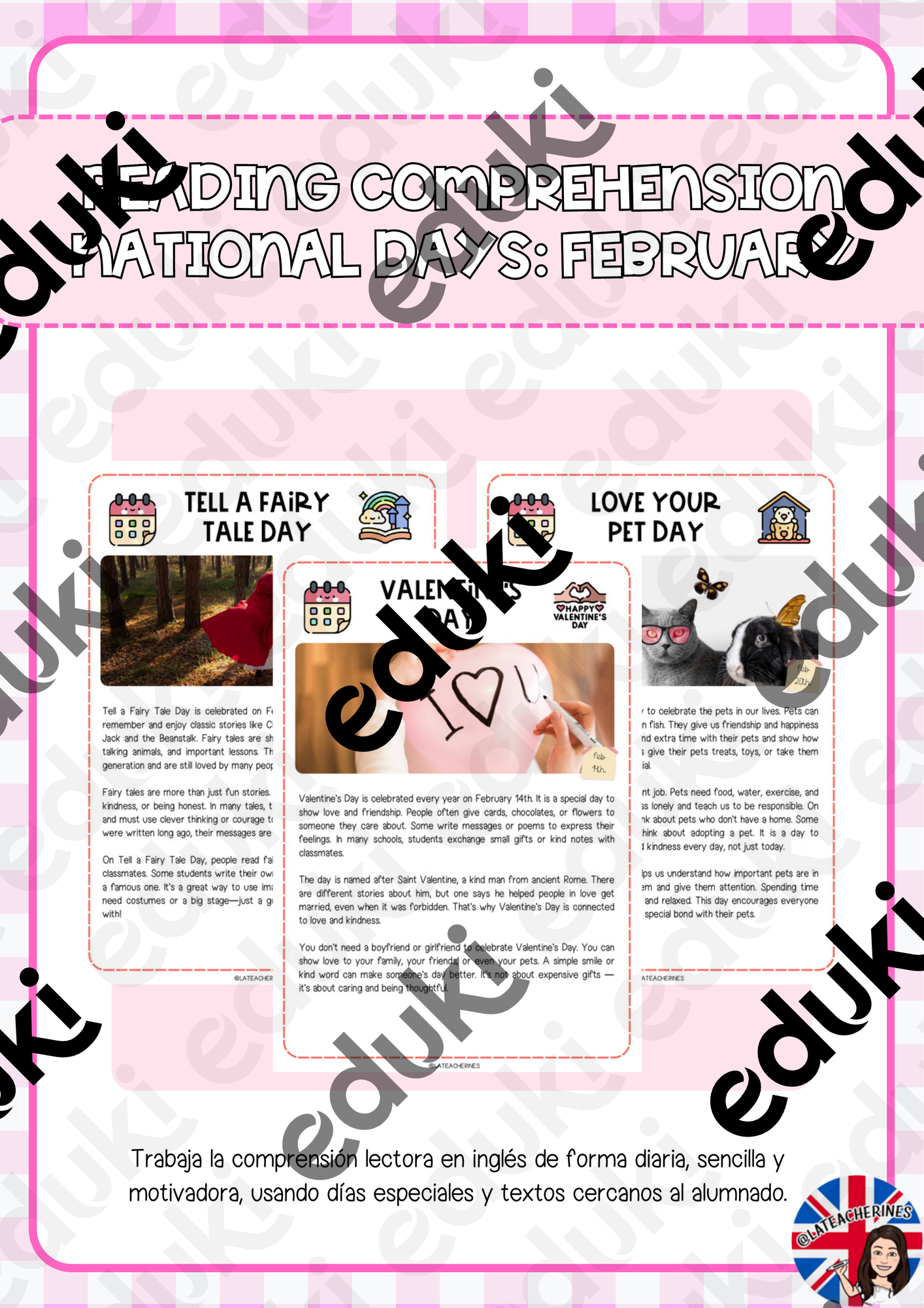 February Daily Reading Comprehension – Special Days - material de la ...