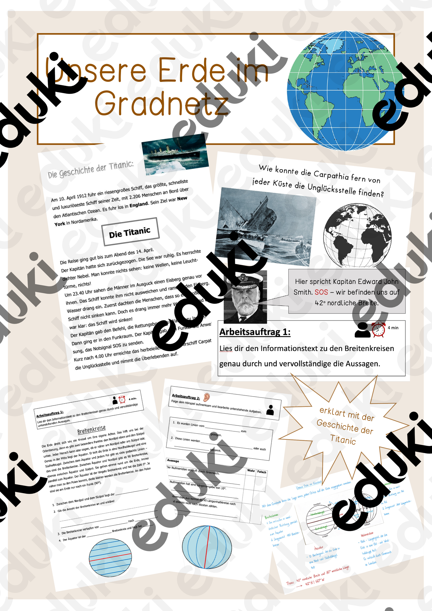 Unsere Erde im Gradnetz – Unterrichtsmaterial im Fach Erdkunde