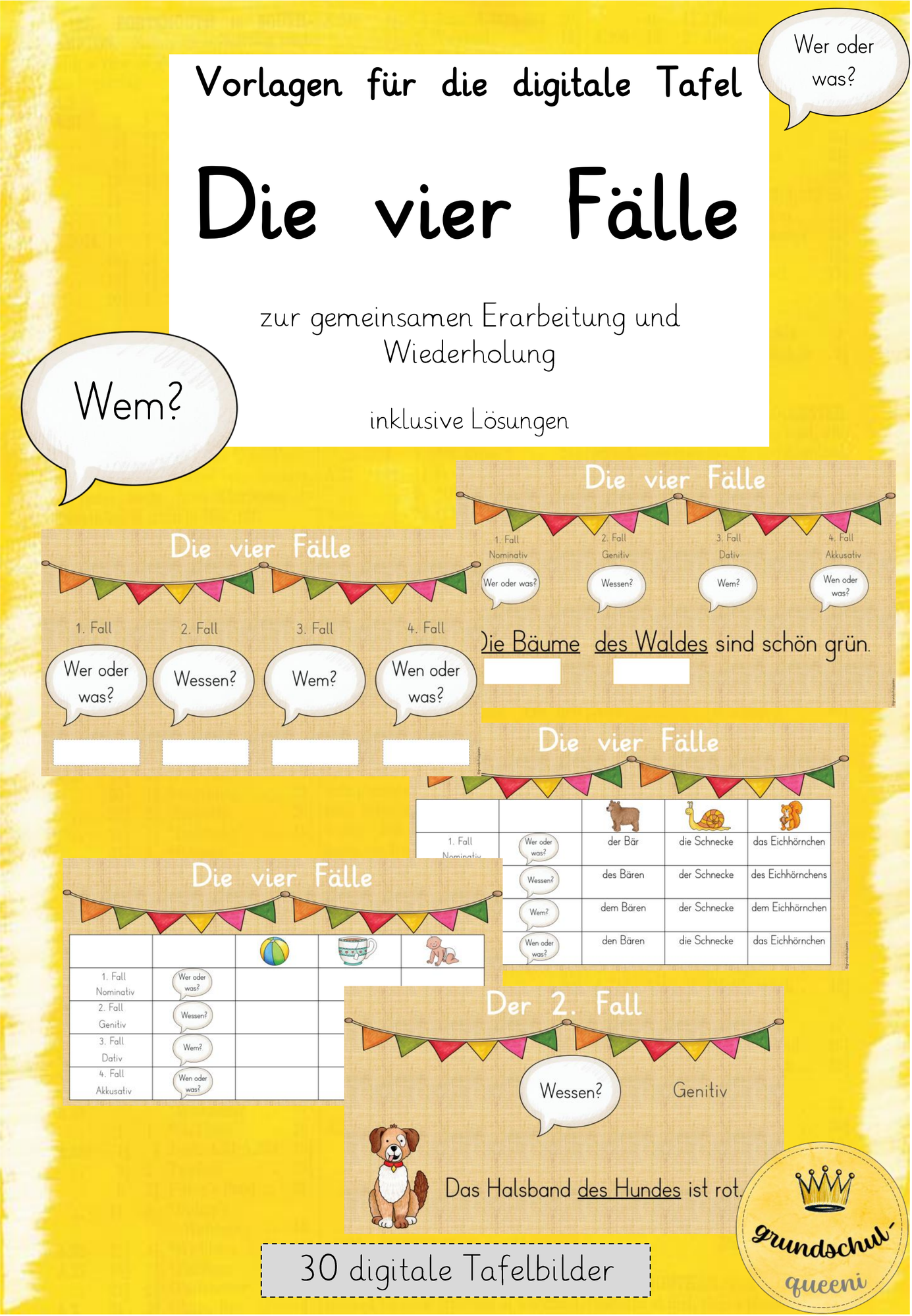 Die vier Fälle - digitale Tafelbilder – Unterrichtsmaterial im Fach Deutsch