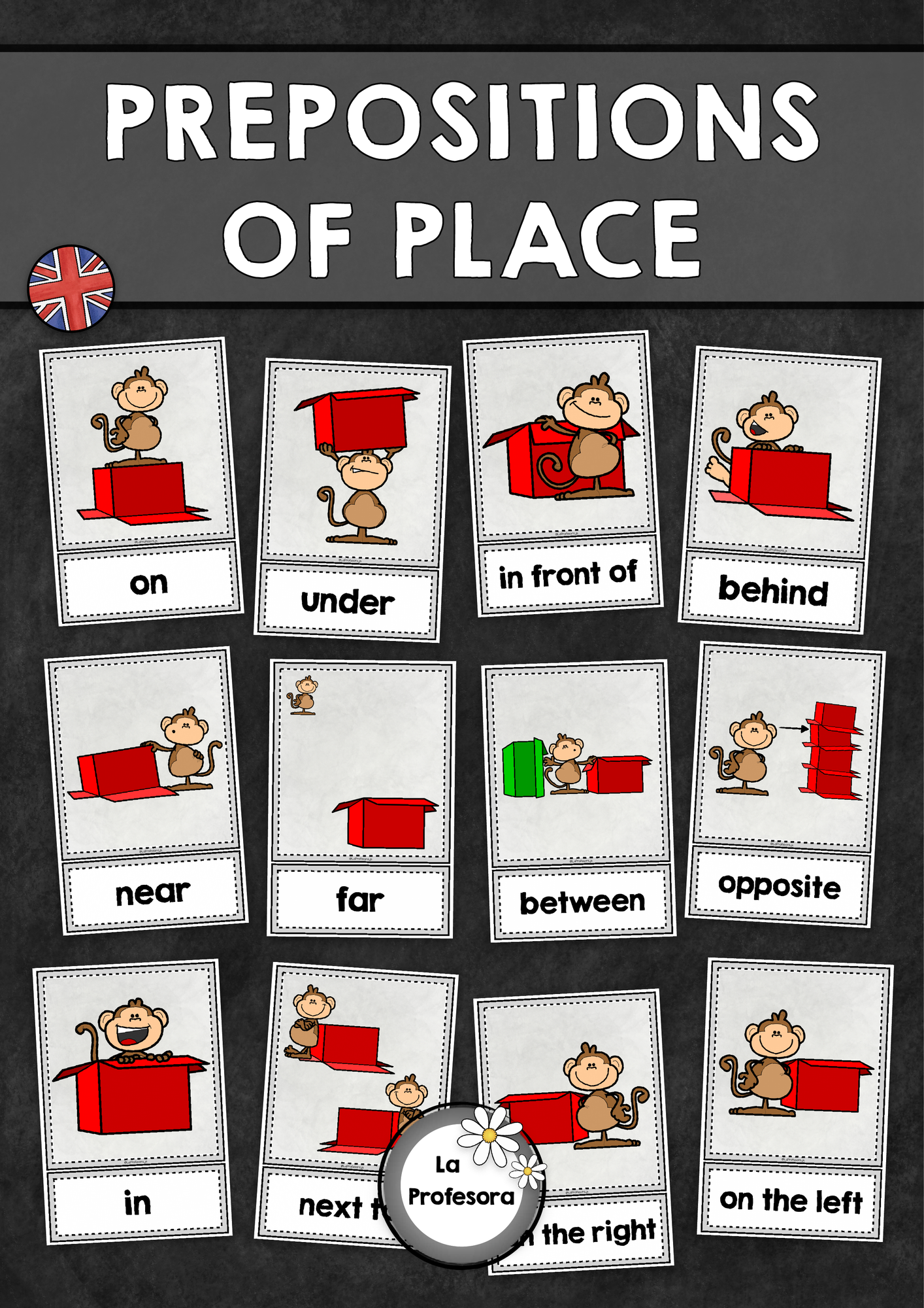 Prepositions of place - Wort-Bild-Karten – Unterrichtsmaterial im Fach ...