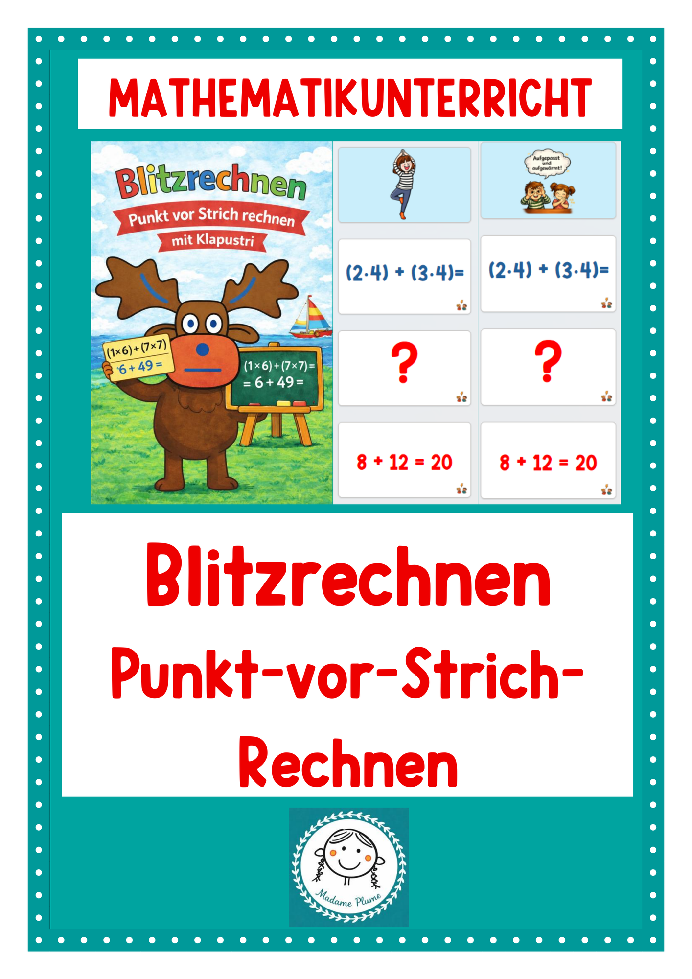 Blitzrechnen – Punkt vor Strich rechnen – Unterrichtsmaterial im Fach ...