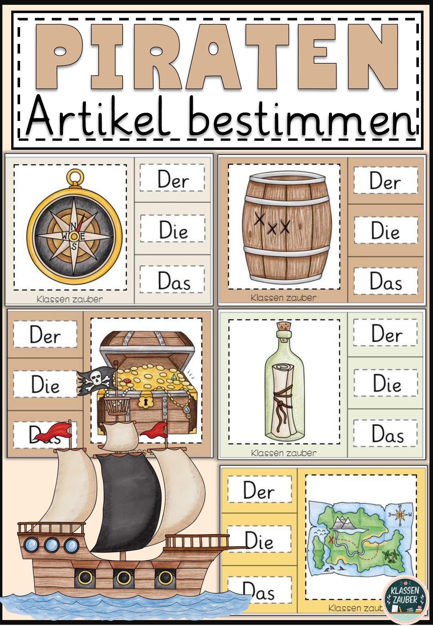 Piraten Klammerkarten Artikel bestimmen – Unterrichtsmaterial im Fach ...